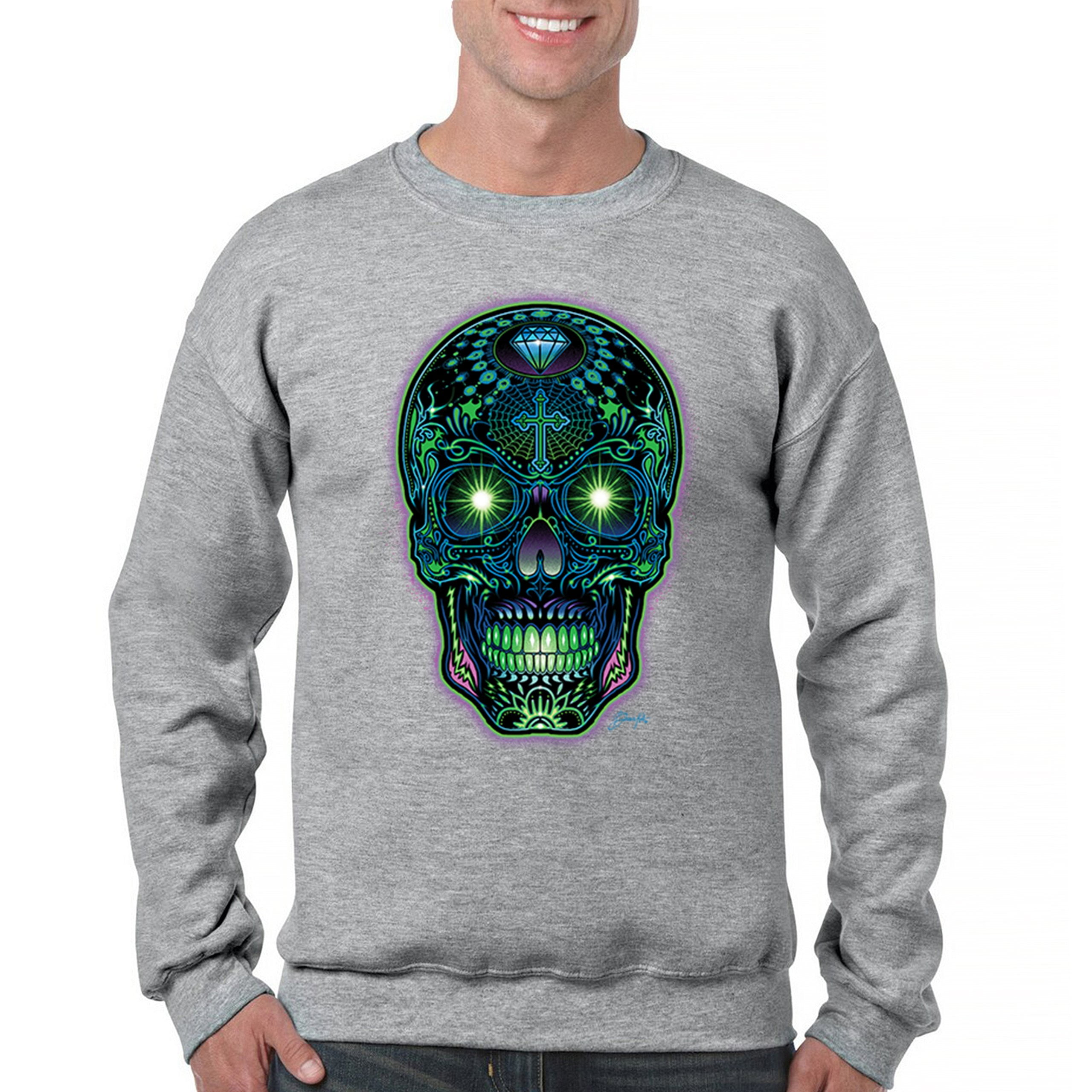 Bright Sugar Skull Sweatshirt Dia de Los Muertos Colorful Neon Day of ...