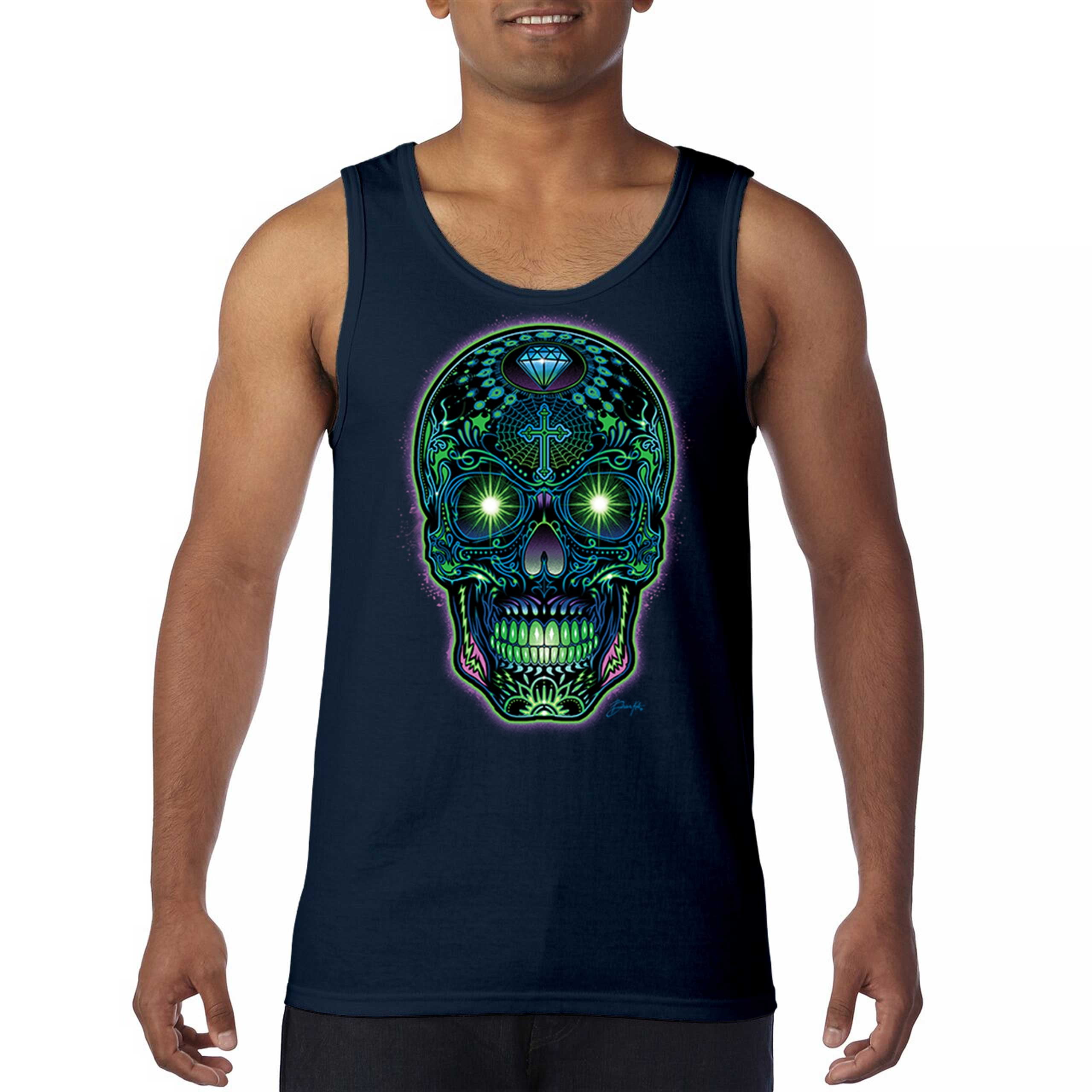 Bright Sugar Skull Tank Top Dia de Los Muertos Colorful Neon Day of the ...