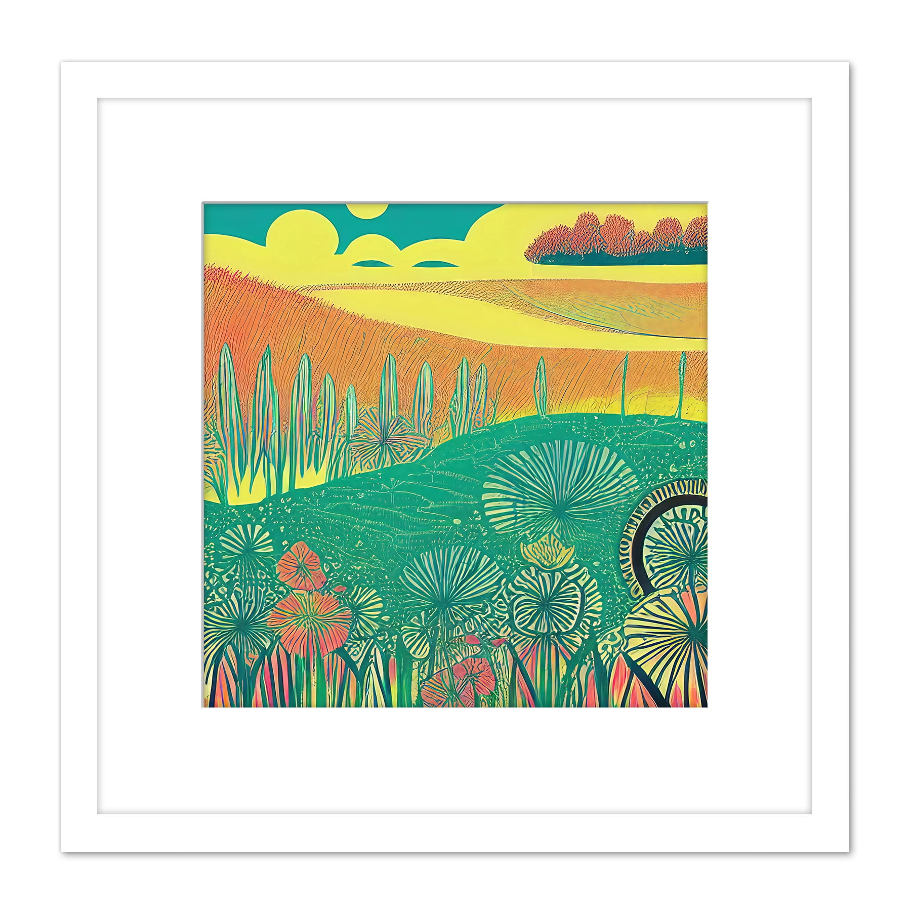 Bright Summer Abstract Countryside Scenic Landscape Colourful Painting ...