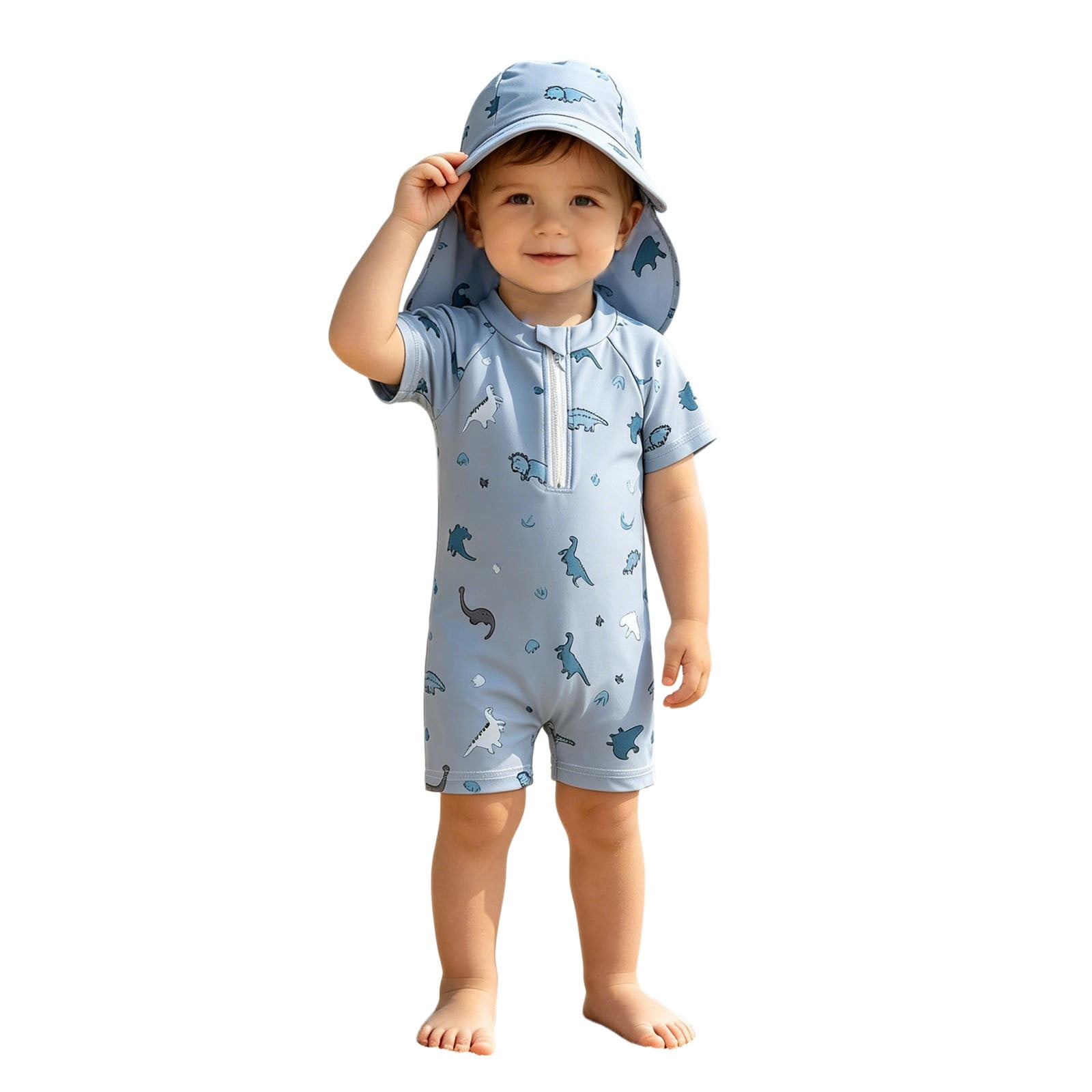 Bright Summer Boys Swimsuit Swimwear : Full Print Cartoon Dinosaur Long ...