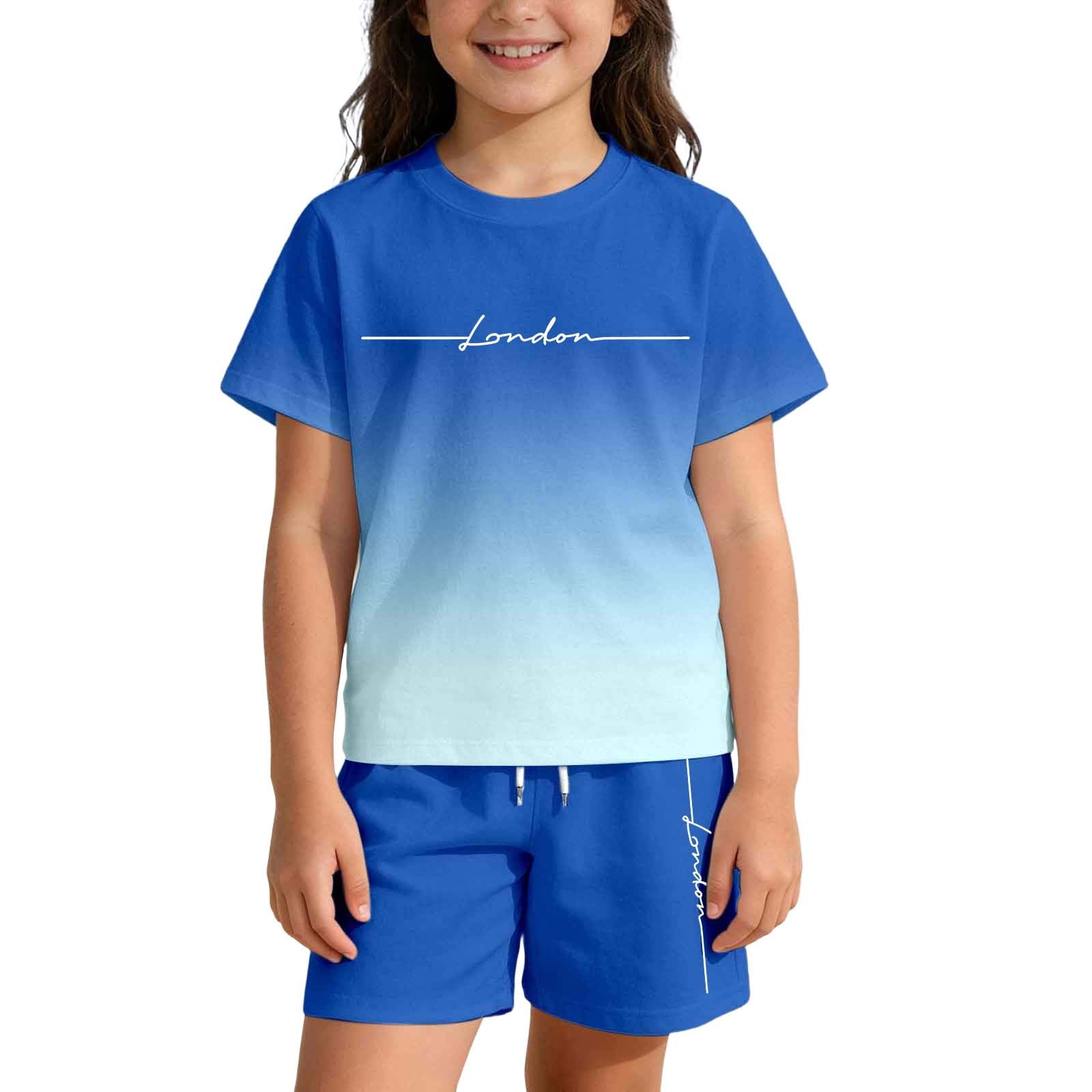 Bright Summer Cityscape Gradient Print Outfit Kids Alphabet Design ...