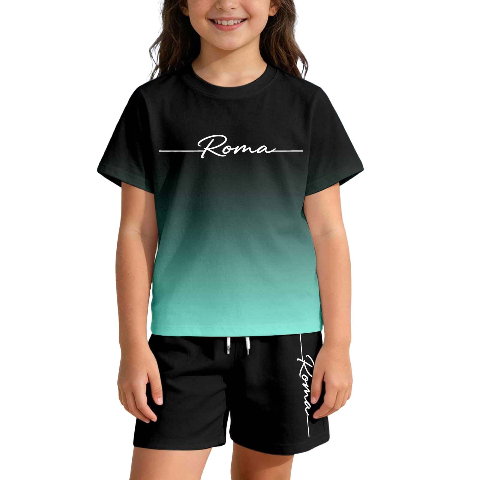 Bright Summer Cityscape Gradient Print Outfit Kids Alphabet Design ...