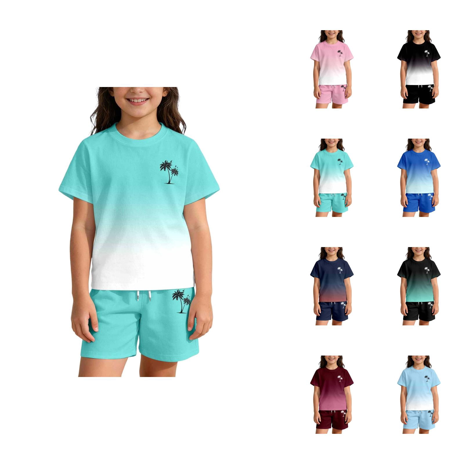 Bright Summer Gradient Printed Girls And Boys Outfit For Kids Playful ...