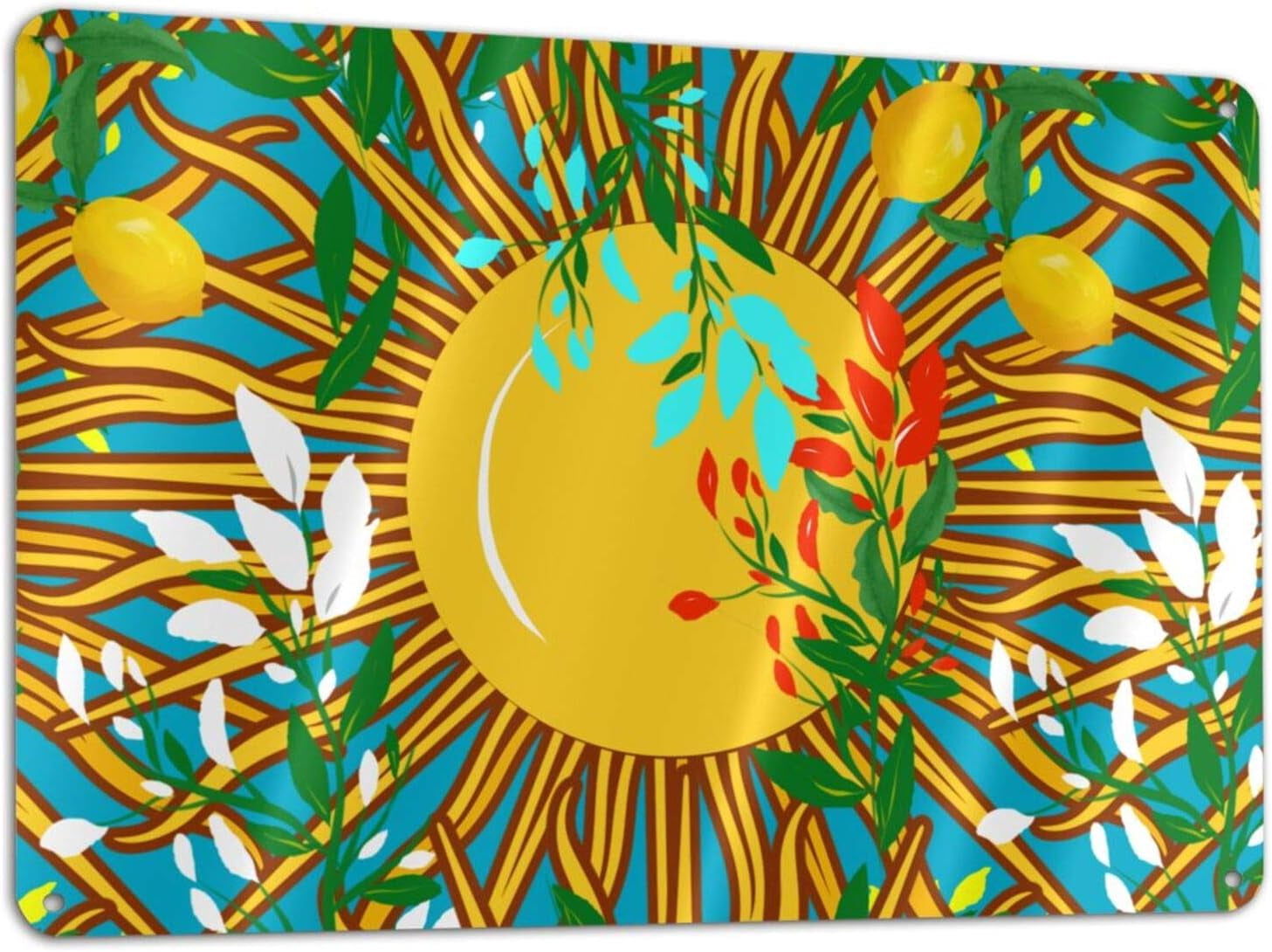 Bright Summery Sun Pattern Tin Signs Wall Decor for Bars,Restaurants ...