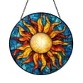 Bright Sun Stained Glass Window Hanging, Summer Sky Inspired Art Panel ...