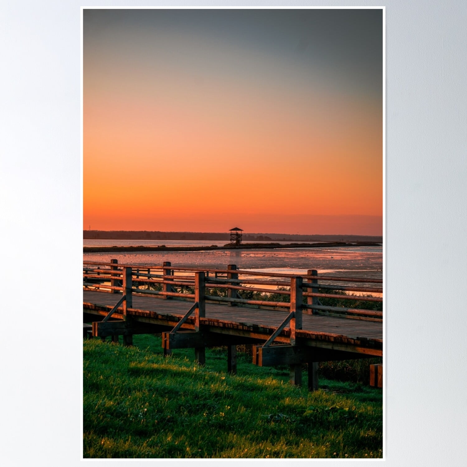 Bright Sunrise Over The Lake Poster Wall Art Modern Wall Decor Wall Art ...