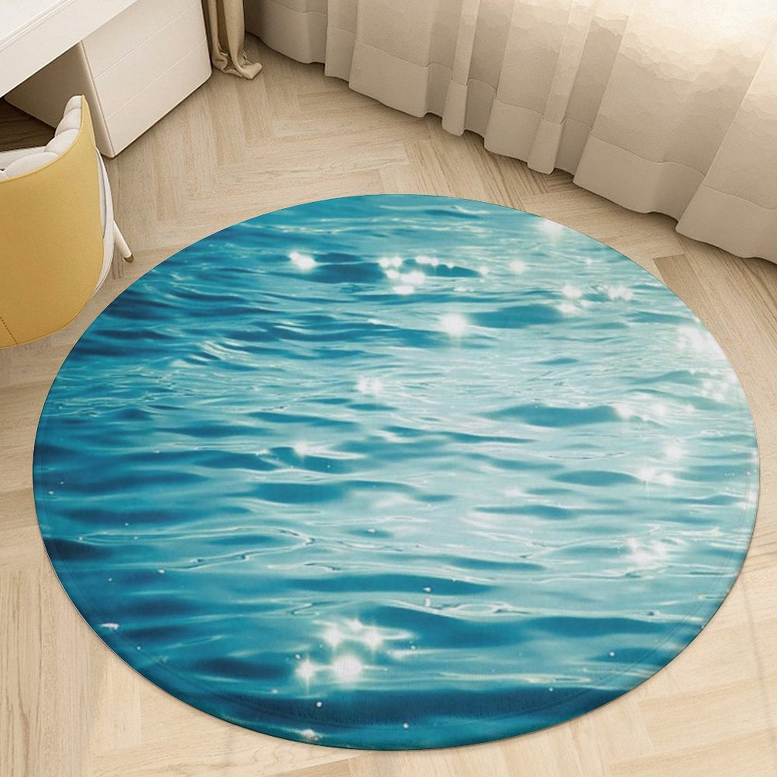 Bright Sunshine Through Deep Blue Sea Round Rugs -Washable Non-Slip ...