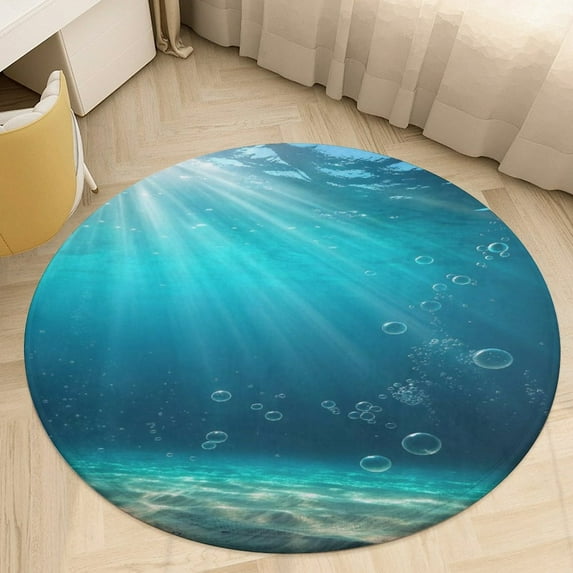 Bright Sunshine Through Deep Blue Sea Round Rugs -Washable Non-Slip ...