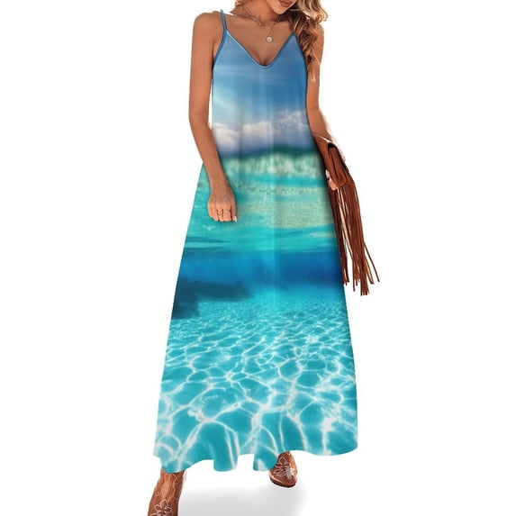 Bright Sunshine Through Deep Blue Sea Fine Art Sleeveless Dress Summer ...