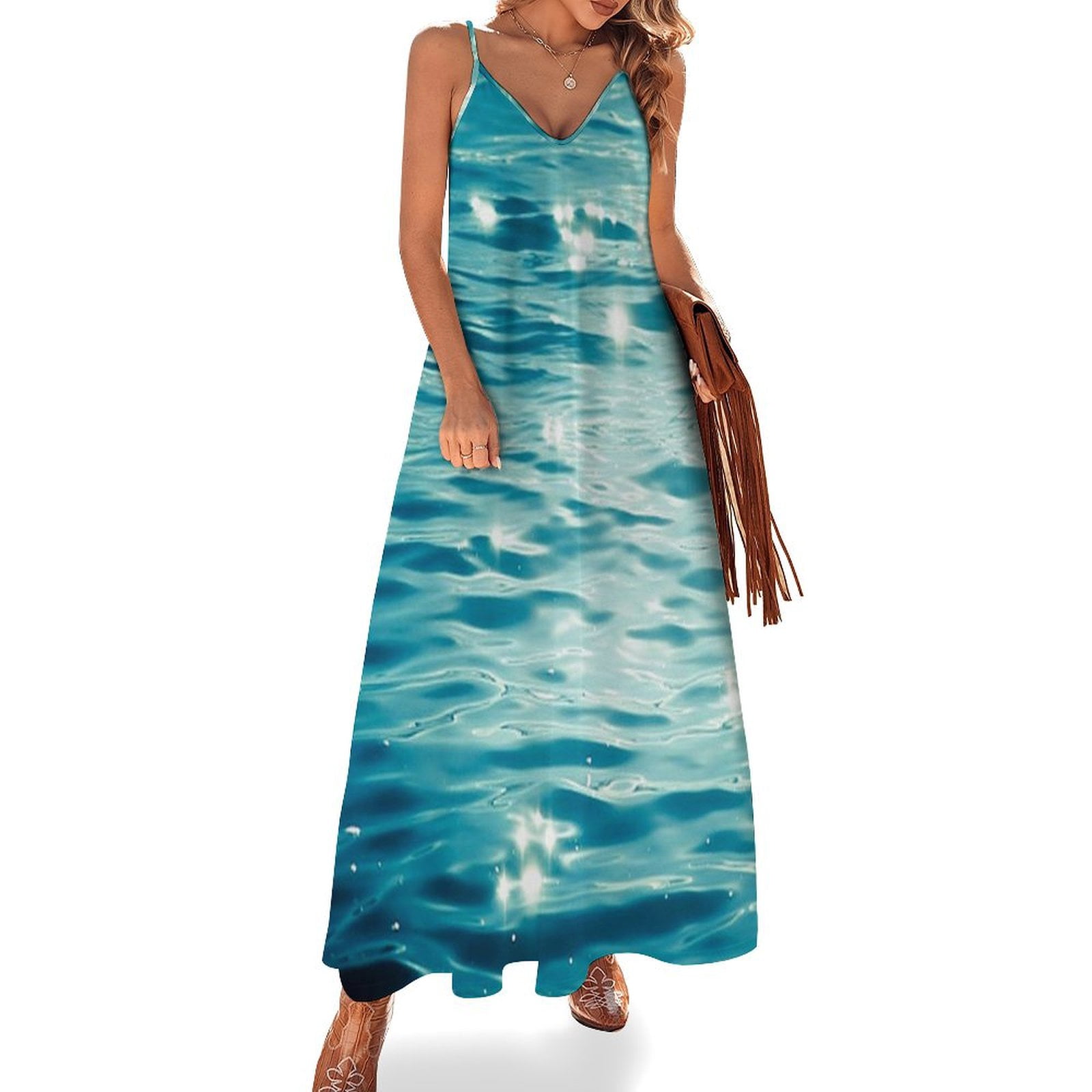 Bright Sunshine Through Deep Blue Sea Sleeveless Dress Women's Luxury ...