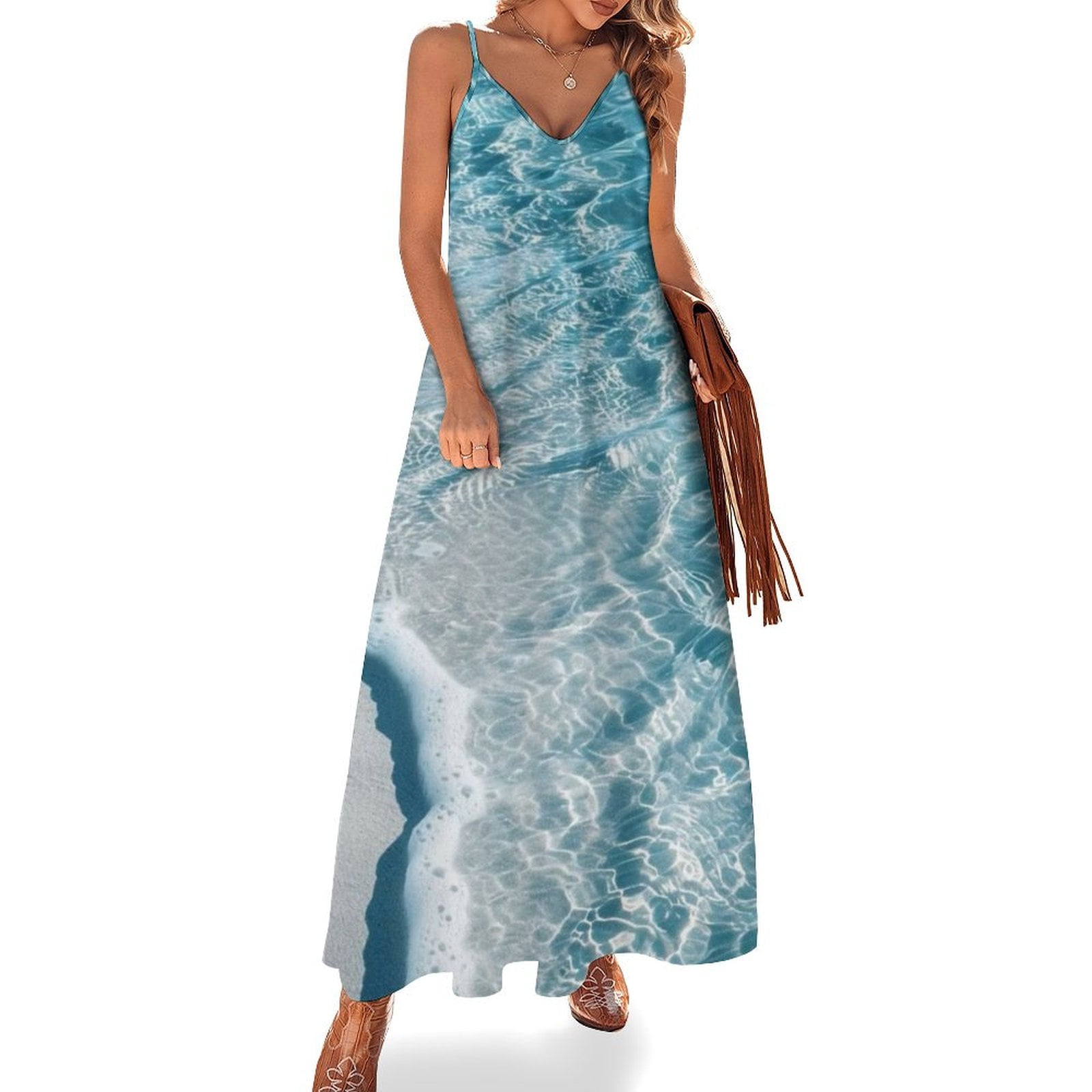Bright Sunshine Through Deep Blue Sea Sleeveless Dress Women's Luxury ...