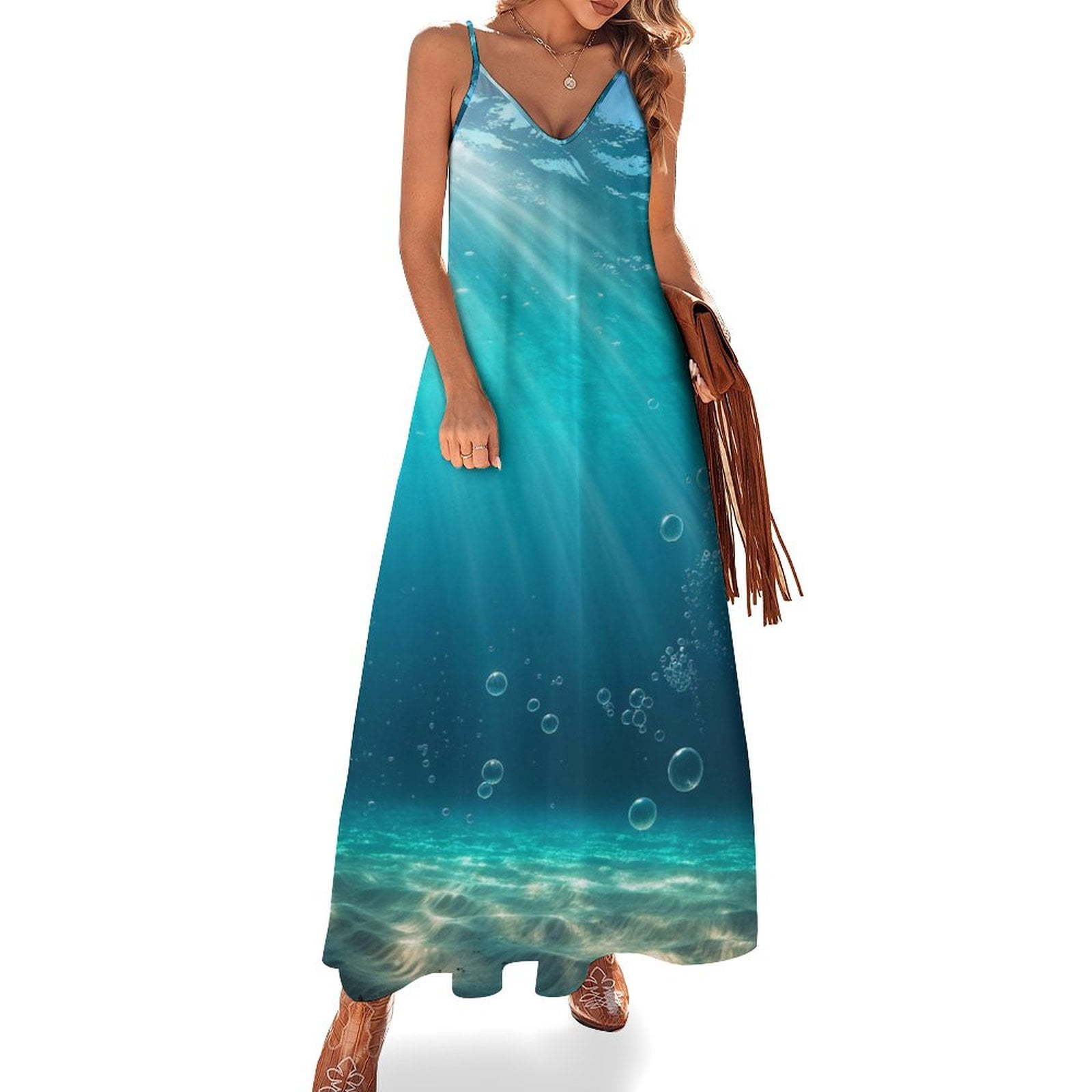 Bright Sunshine Through Deep Blue Sea Sleeveless Dress for Women ...