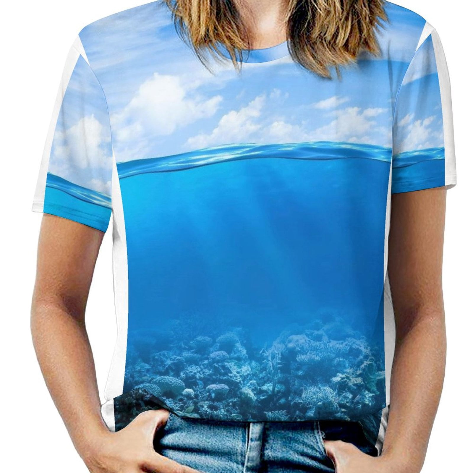 Bright Sunshine Through Deep Blue Sea Women's T-Shirt Short Sleeve T ...