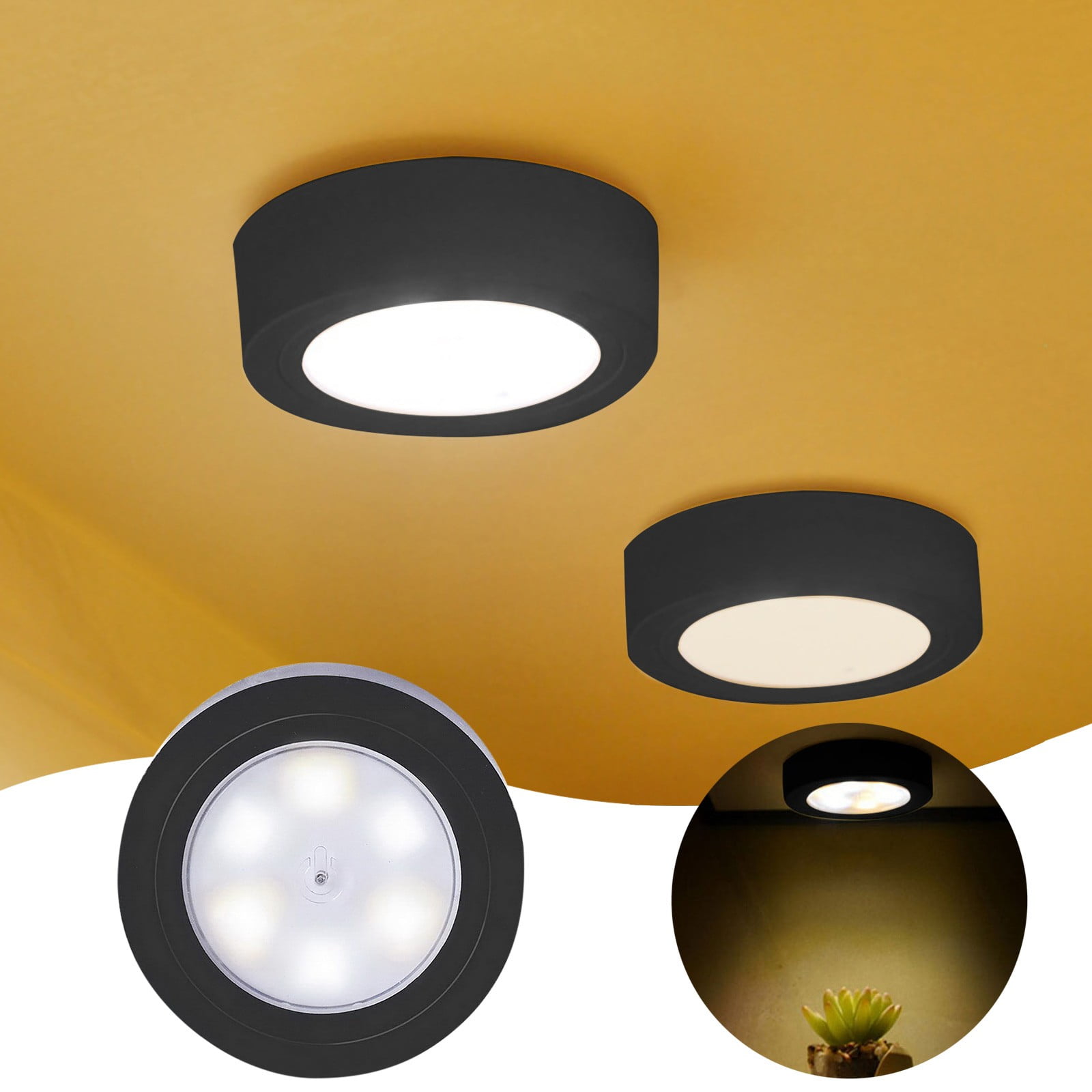 Bright Tap Lights Stick on Lights Closet Light Push Puck Night Light ...