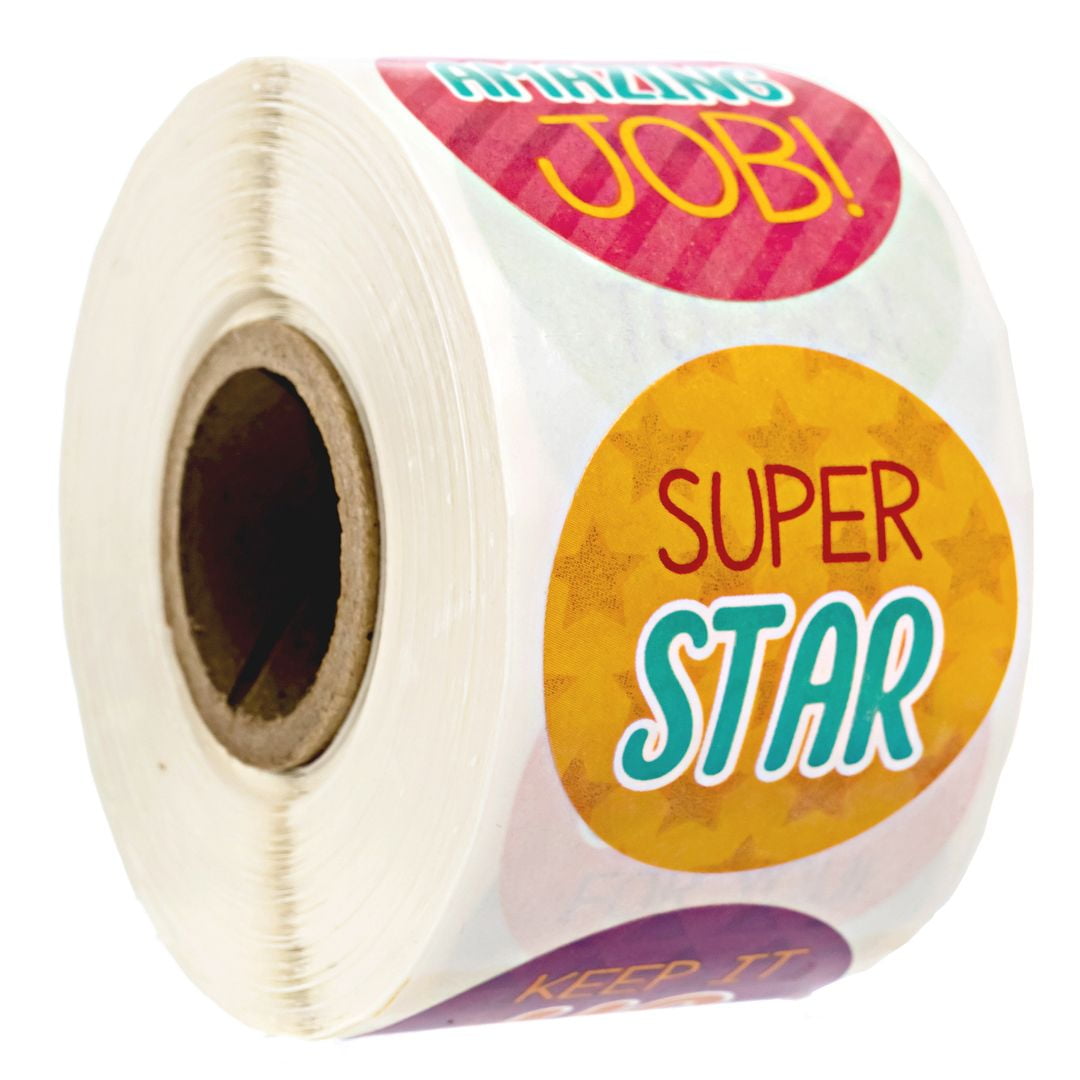 Bright Teacher Message Stickers / Roll of 500 1.5" Labels ...