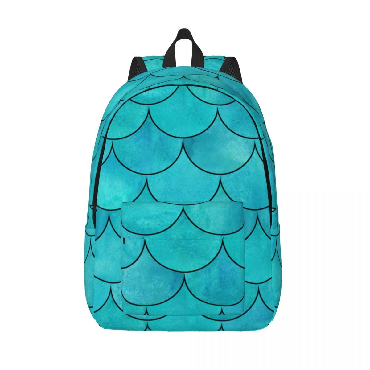Bright Teal Color Mermaid Fish Scale Wave Backpack Male Student ...