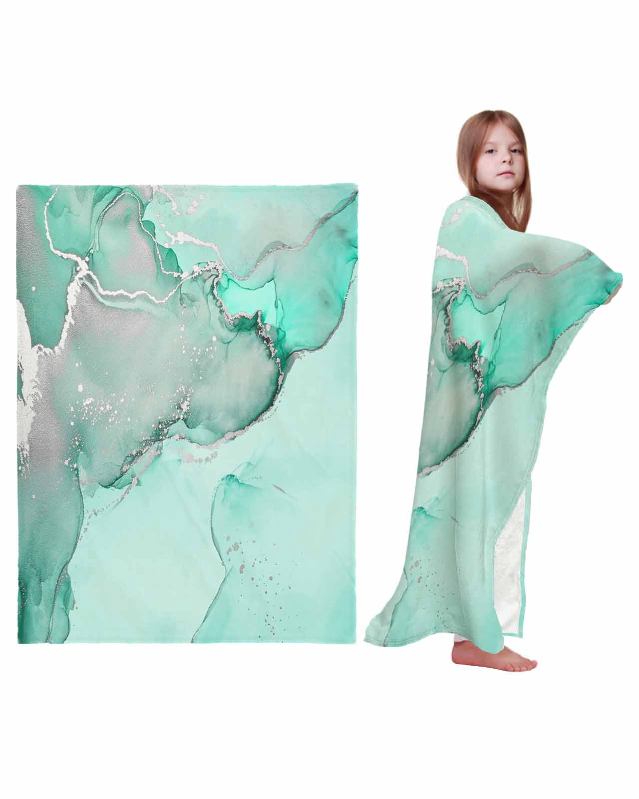 Bright Teal Marble Textured Baby Blankets for Girls/Boys, Abstract ...