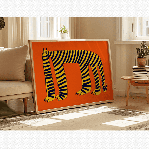 Bright Tiger, Print Poster, Home Decor, Wall Art, Illustration, Modern ...