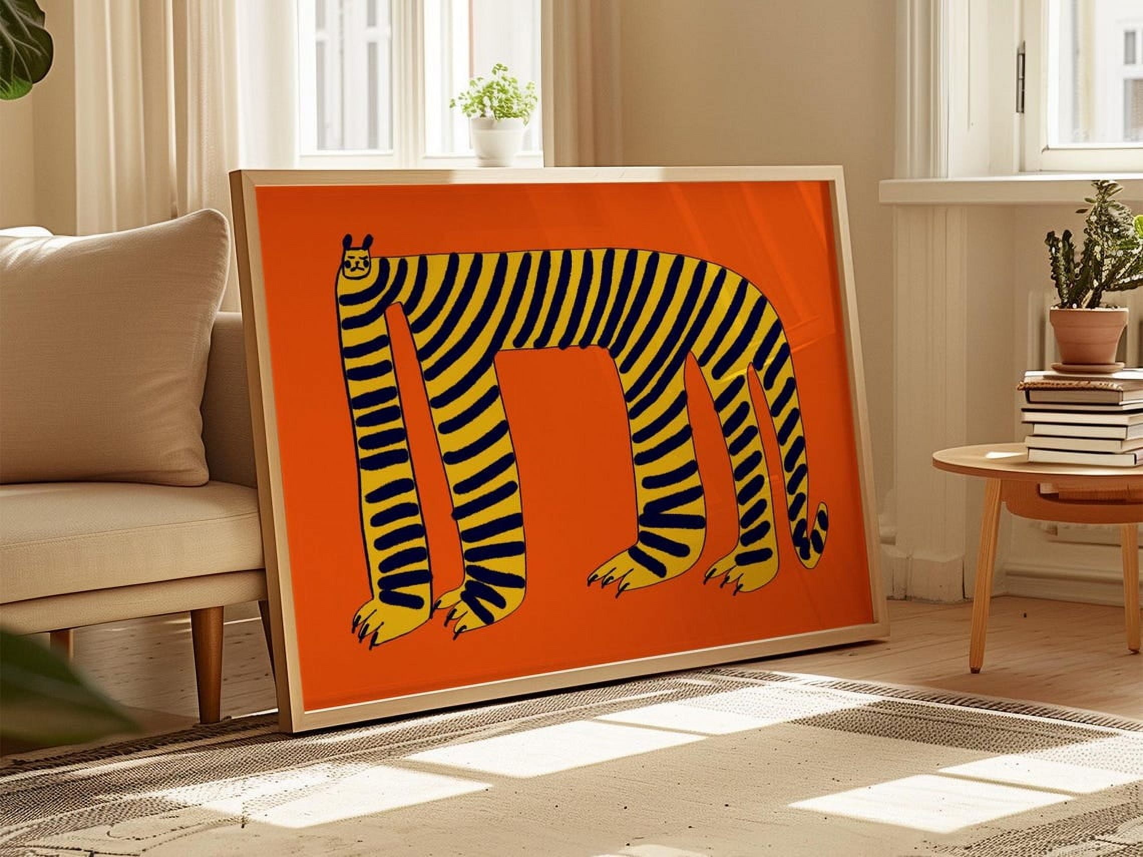 Bright Tiger Wall Art Illustration Modern, Unframed Canvas 8x10in ...