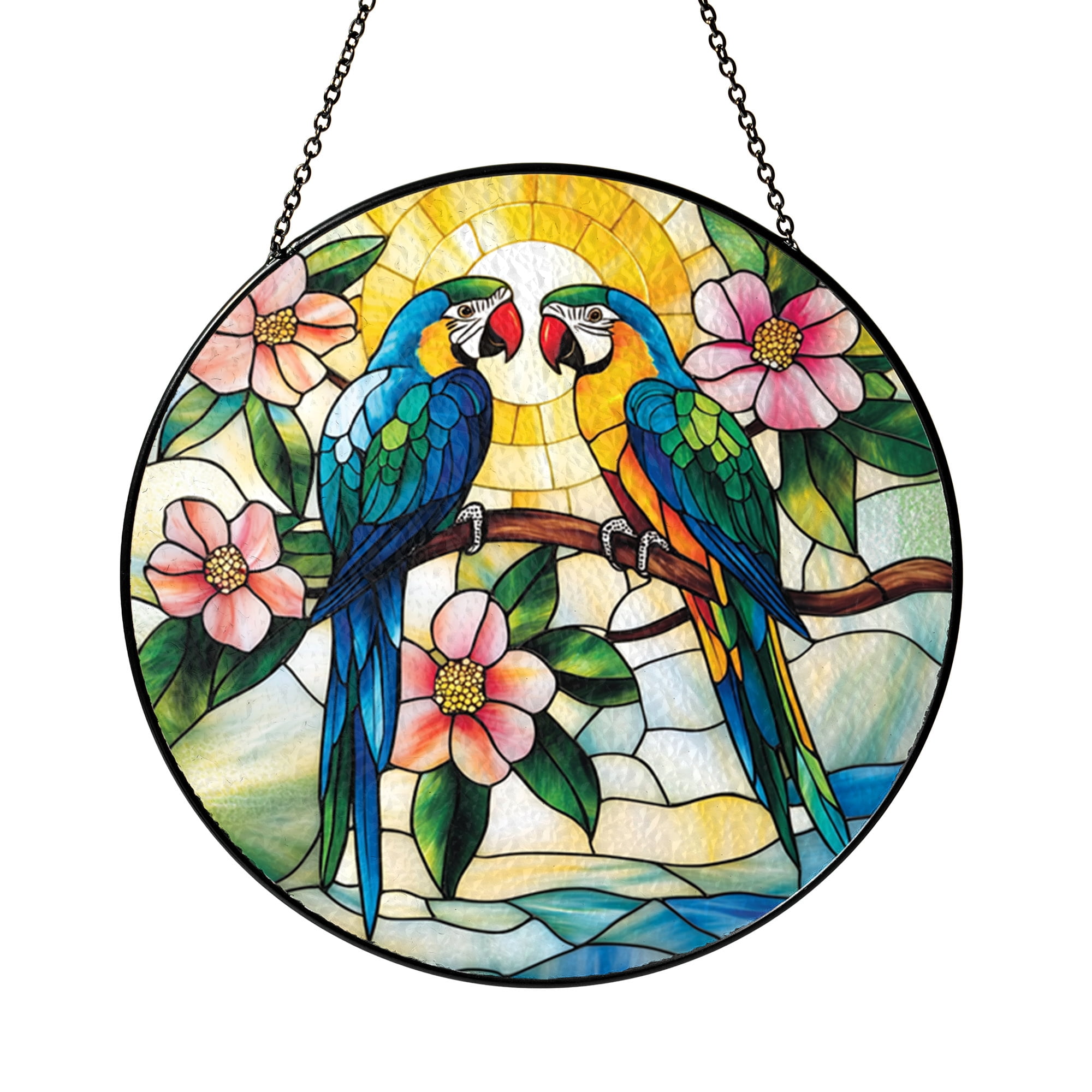 Bright Tropical Birds Stained Glass Style Suncatcher – Decorative ...