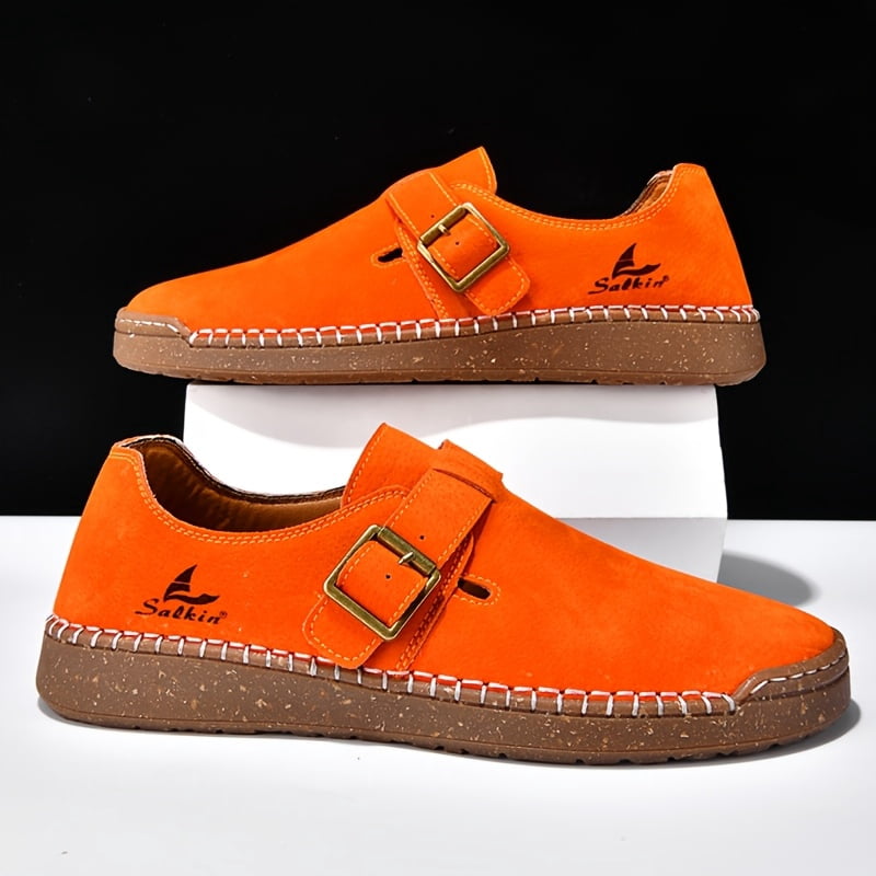Bright Unisex Shoes Quick-On Design Wood Chip Sole Decorative Buckle ...