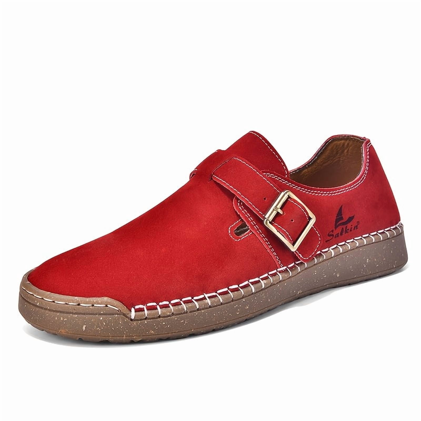 Bright Unisex Shoes Quick-On Design Wood Chip Sole Decorative Buckle ...