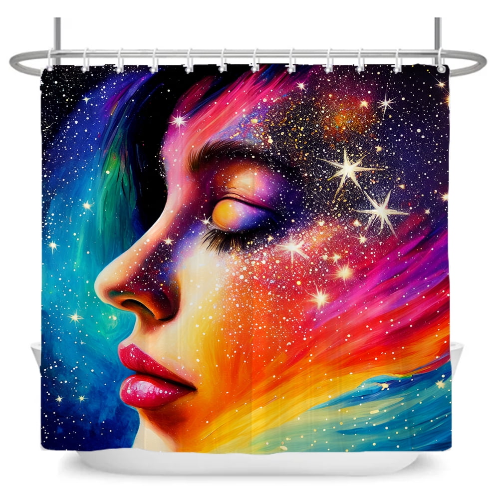Bright Universe Starry Sky Print Fabric Waterproof Shower Curtain with ...