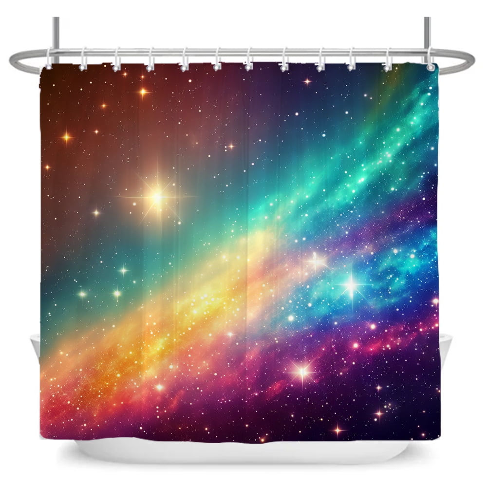 Bright Universe Starry Sky Print Fabric Waterproof Shower Curtain with ...