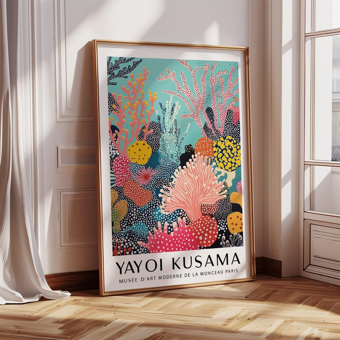 Bright Wall Art Coral Reef Print – Yayoi Kusama Inspired Colorful Ocean ...