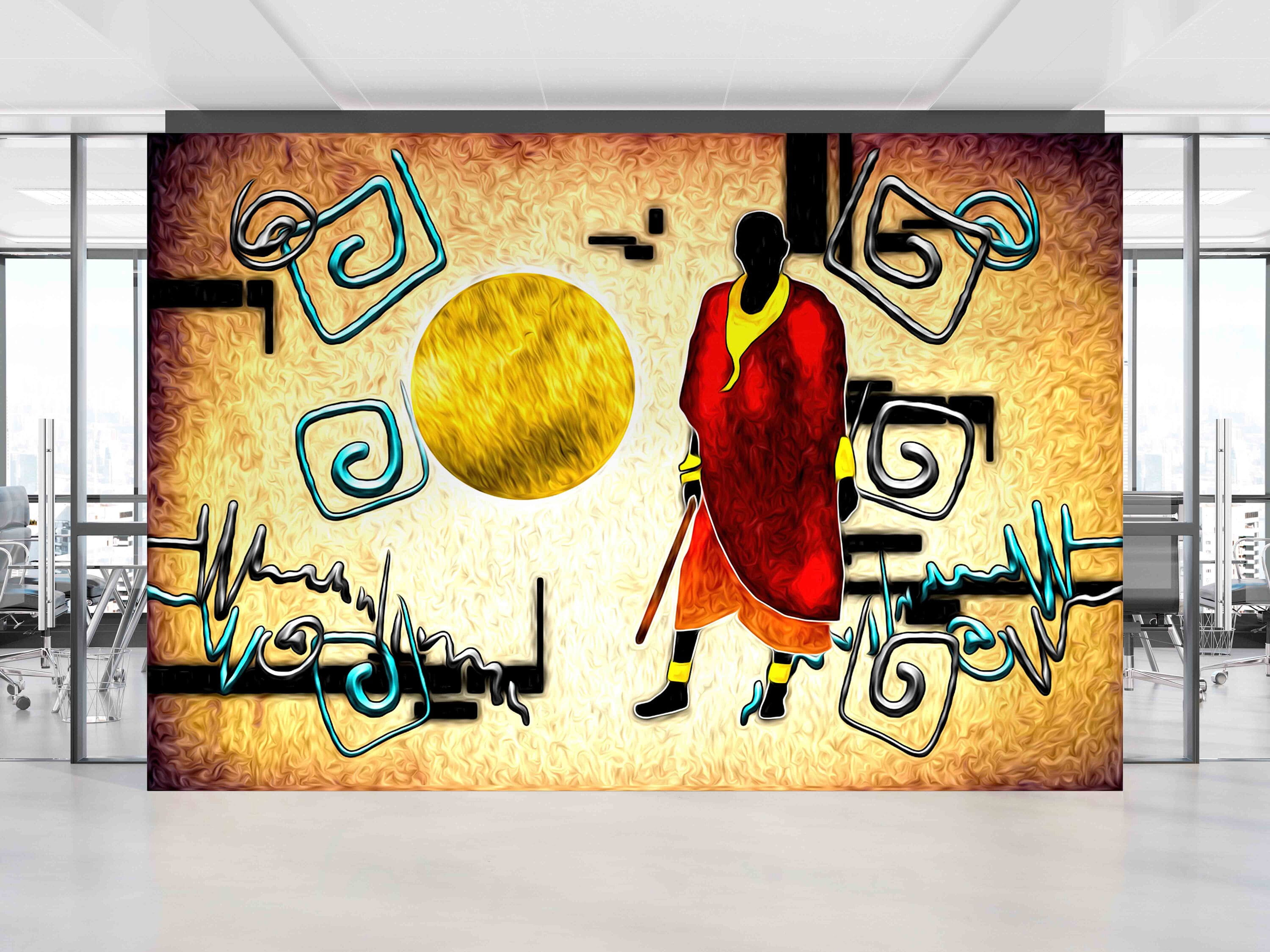 Bright Wallpaper, 3d Wallpaper, Paper Wall Art African Man Painting ...