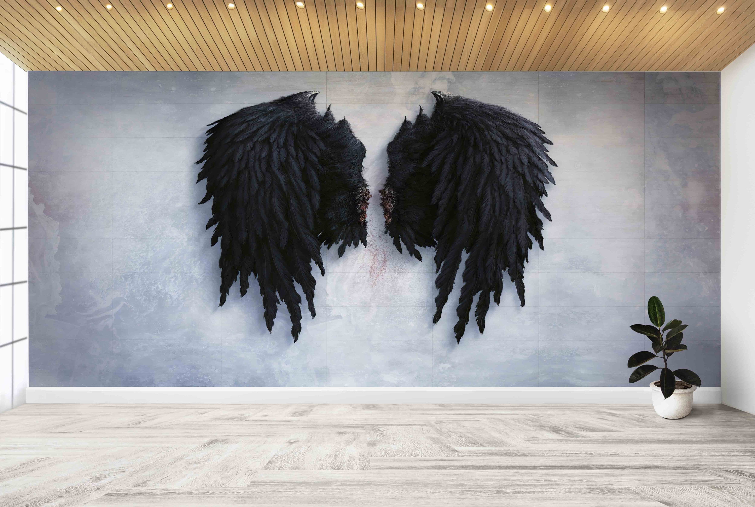 Bright Wallpaper, Abstract Angel Wallpaper, Wallpaper Wall Art, Black ...