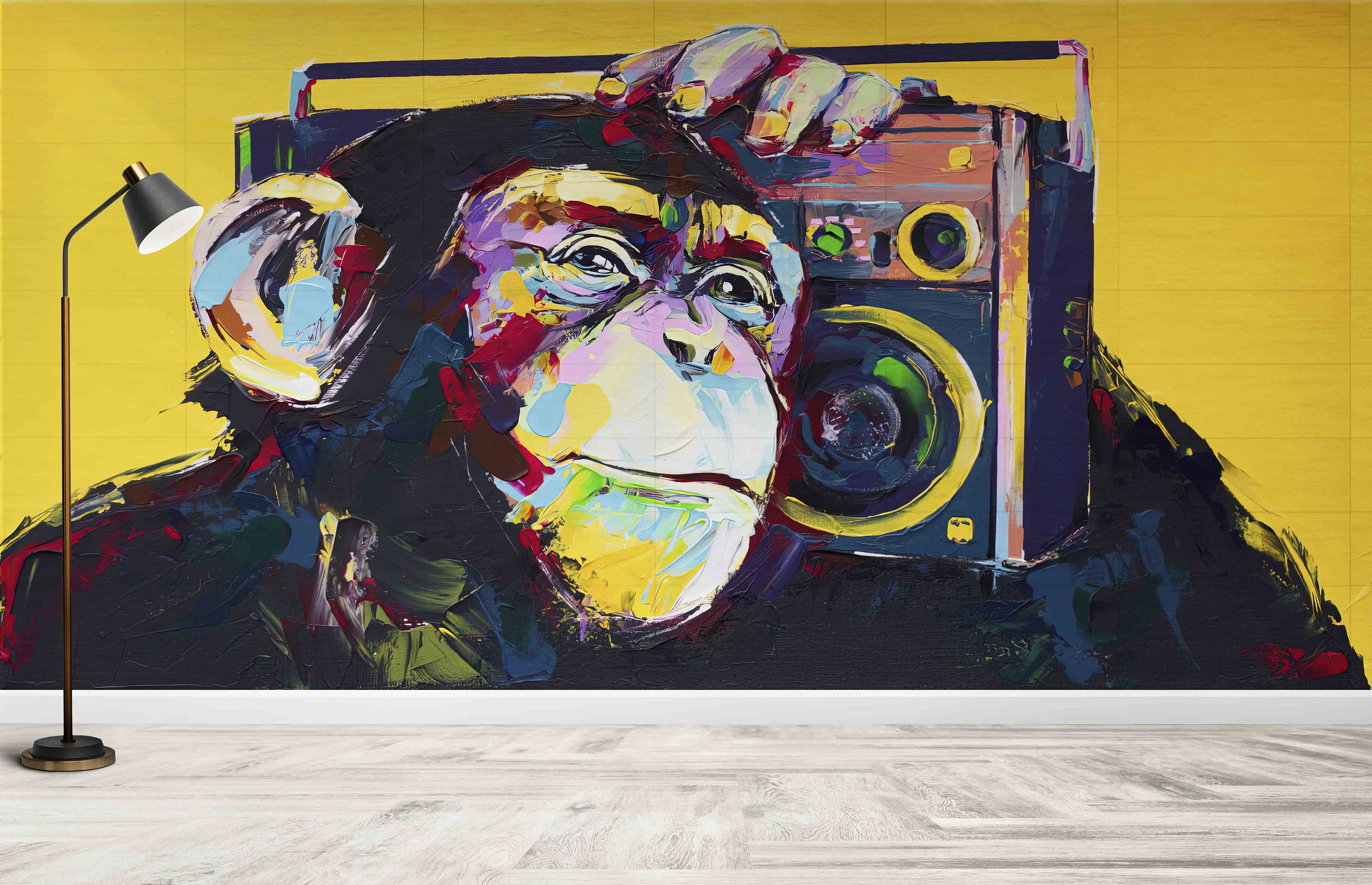 Bright Wallpaper, Abstract Monkey Wall Art, Wallpaper Wall Art, Oil ...