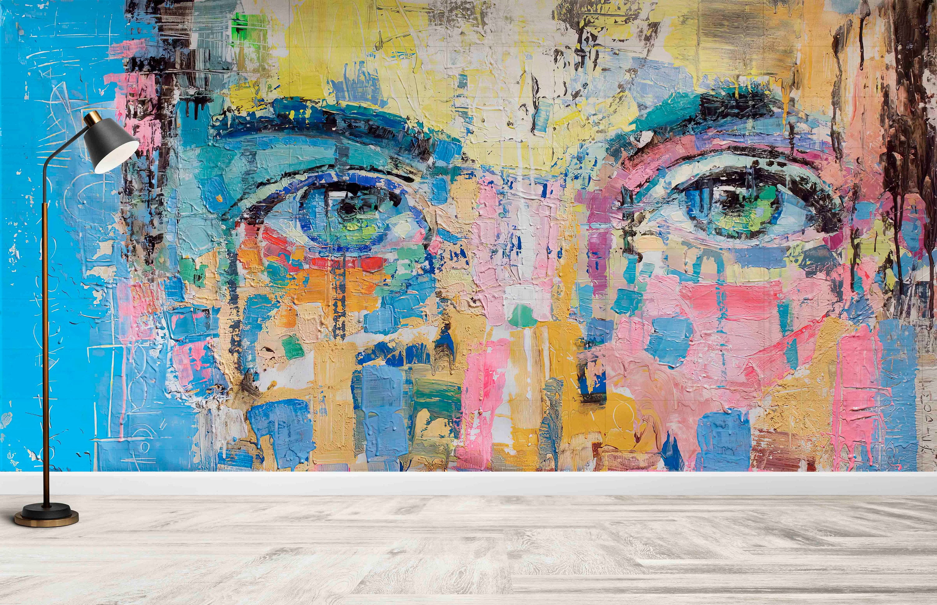 Bright Wallpaper, Colorful Face Wall Painting, Custom Wallpaper ...