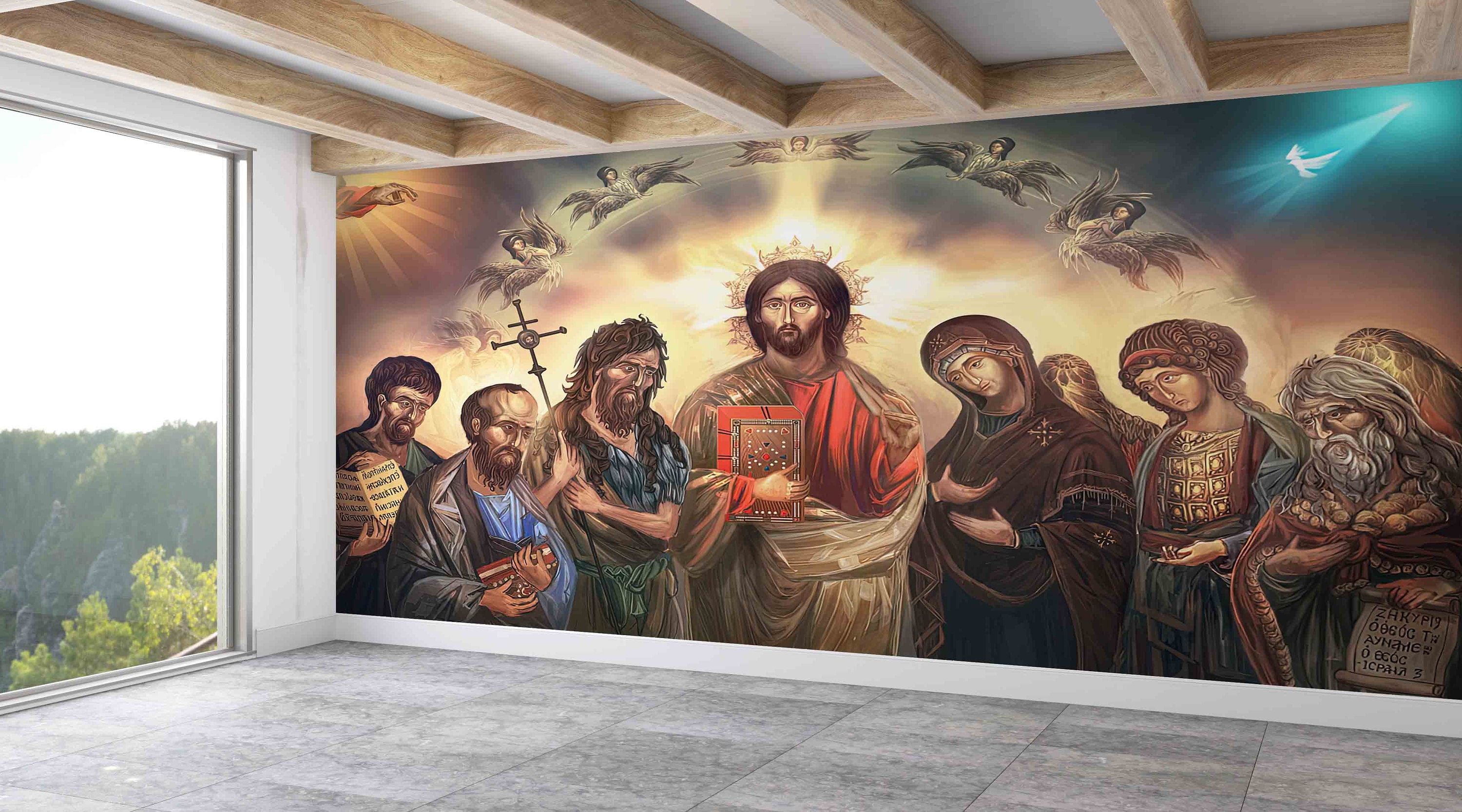 Bright Wallpaper, Custom Wallpaper, Holy Jesus Wall Mural, Jesus Christ ...