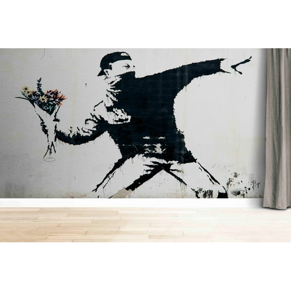 Bright Wallpaper, Custom Wallpaper, Flower Graffiti Wallpaper, Banksy ...