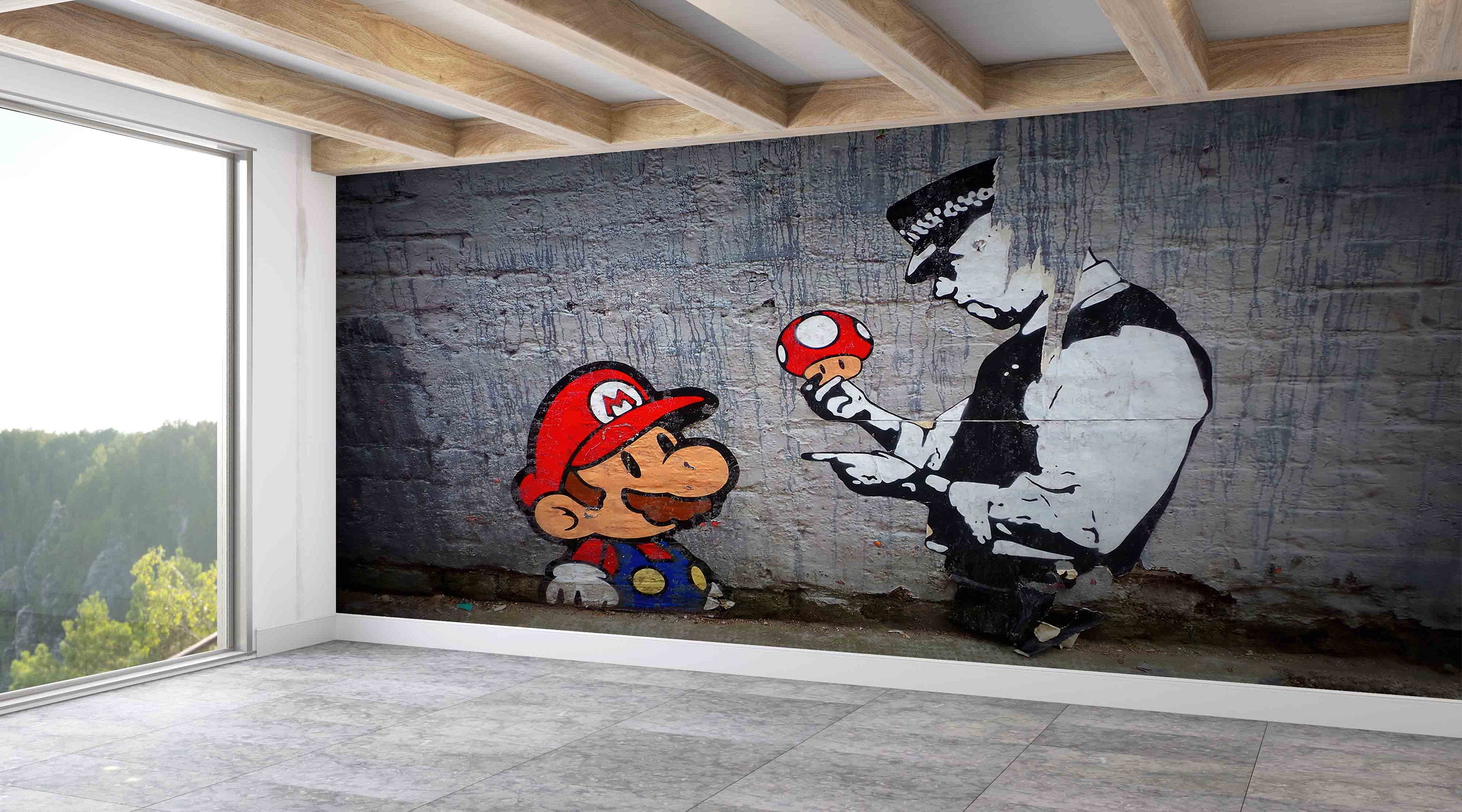 Bright Wallpaper, Custom Wallpaper, Super Mario Wall Painting, Paper ...