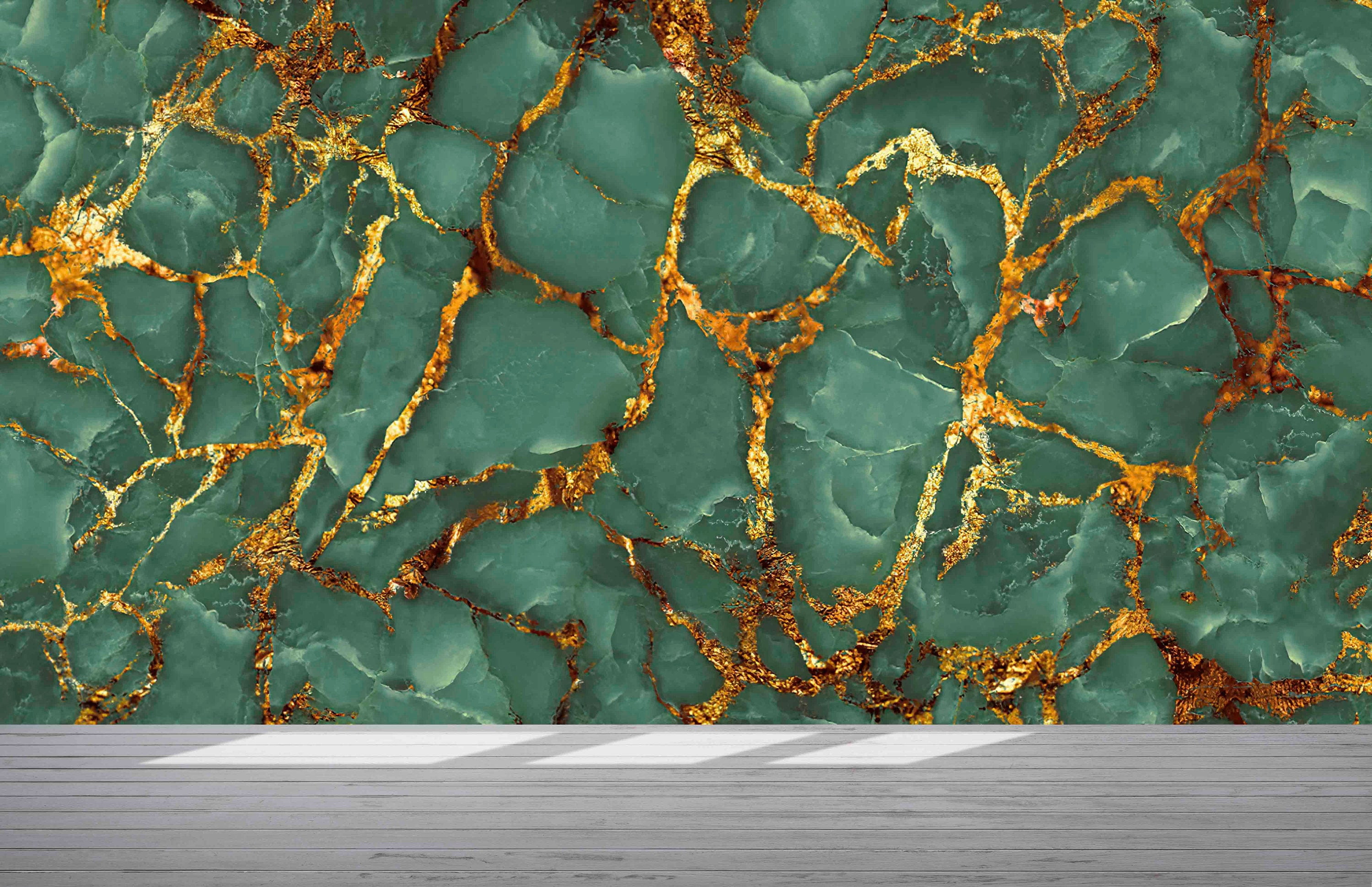 Bright Wallpaper, Green And Gold Marble Wall Art, Green Marble ...