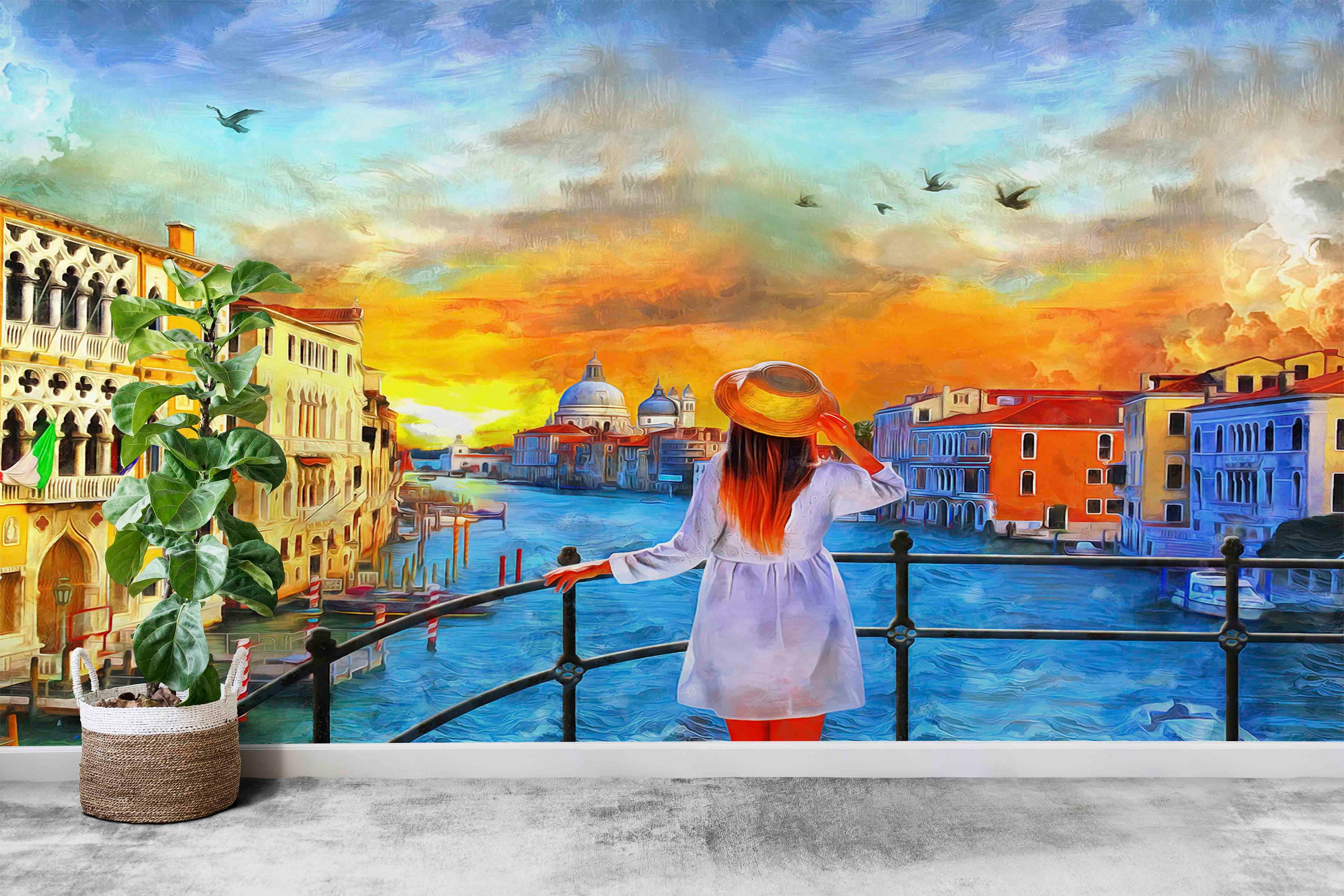 Bright Wallpaper, Landscape Wall Print, Oil Painting Print, Paper Wall ...