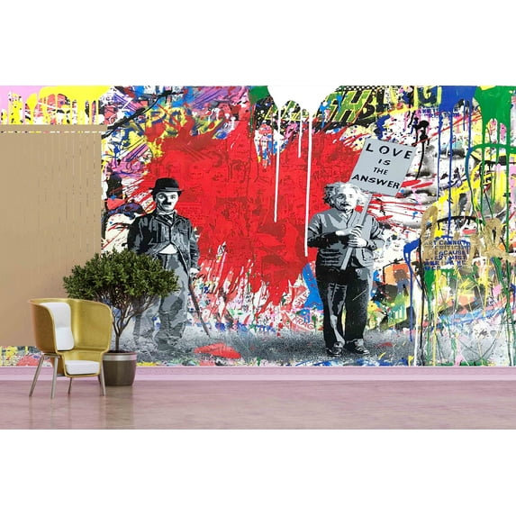Bright Wallpaper, Love Is The Answer Wall Painting, 3d Wallpaper ...
