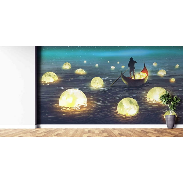 Bright Wallpaper, Modern Wallpaper, Custom Wallpaper, Moon Night Wall ...