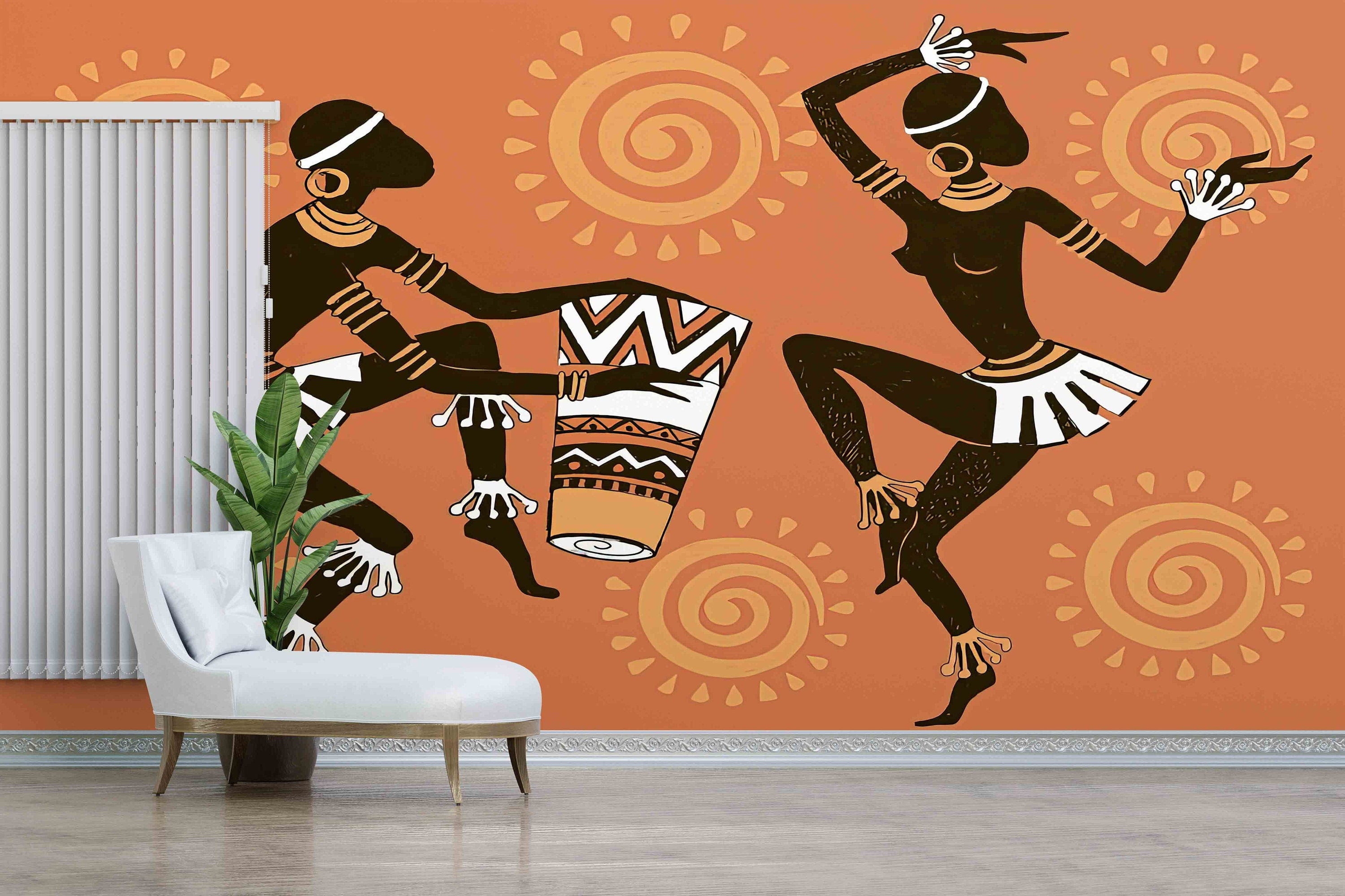 Bright Wallpaper, Modern Wallpaper, Ethnic Couple Wall Art, Custom ...