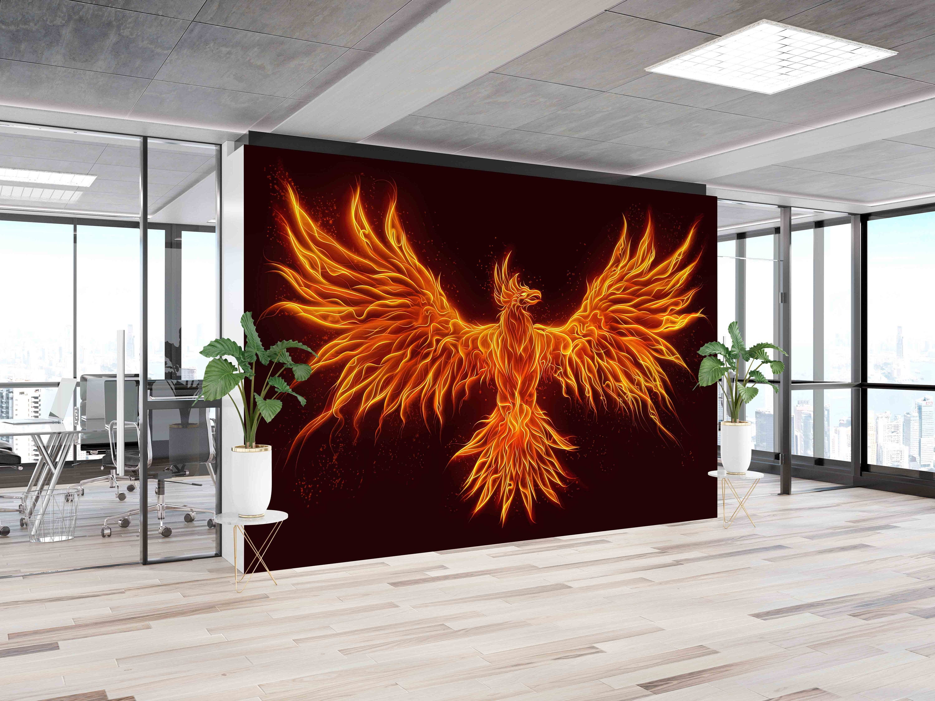 Bright Wallpaper, Phoenix Wall Painting, Modern Wallpaper, Abstract ...