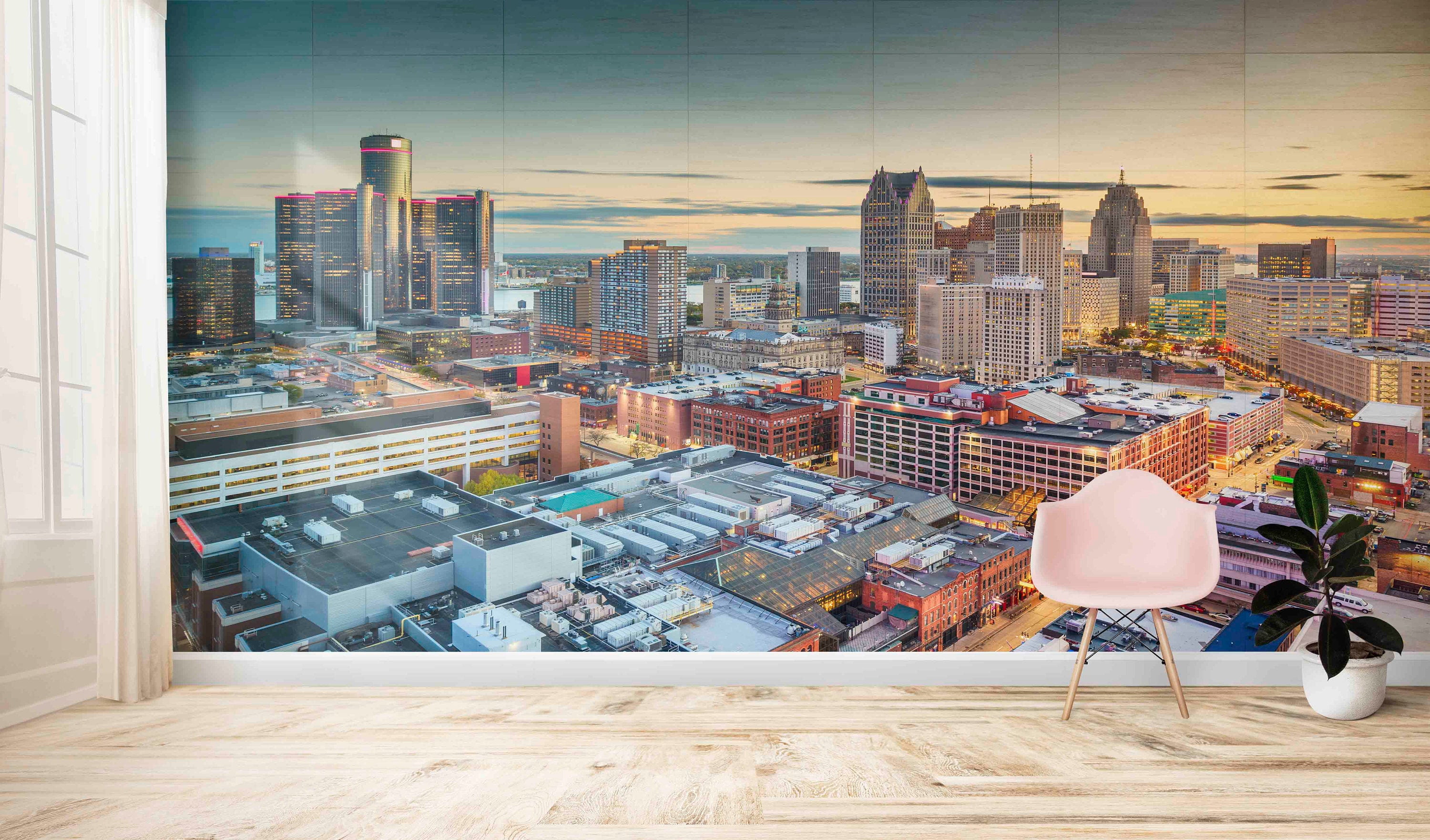 Bright Wallpaper, Wallpaper Wall Art, Detroit Michigan Landscape ...