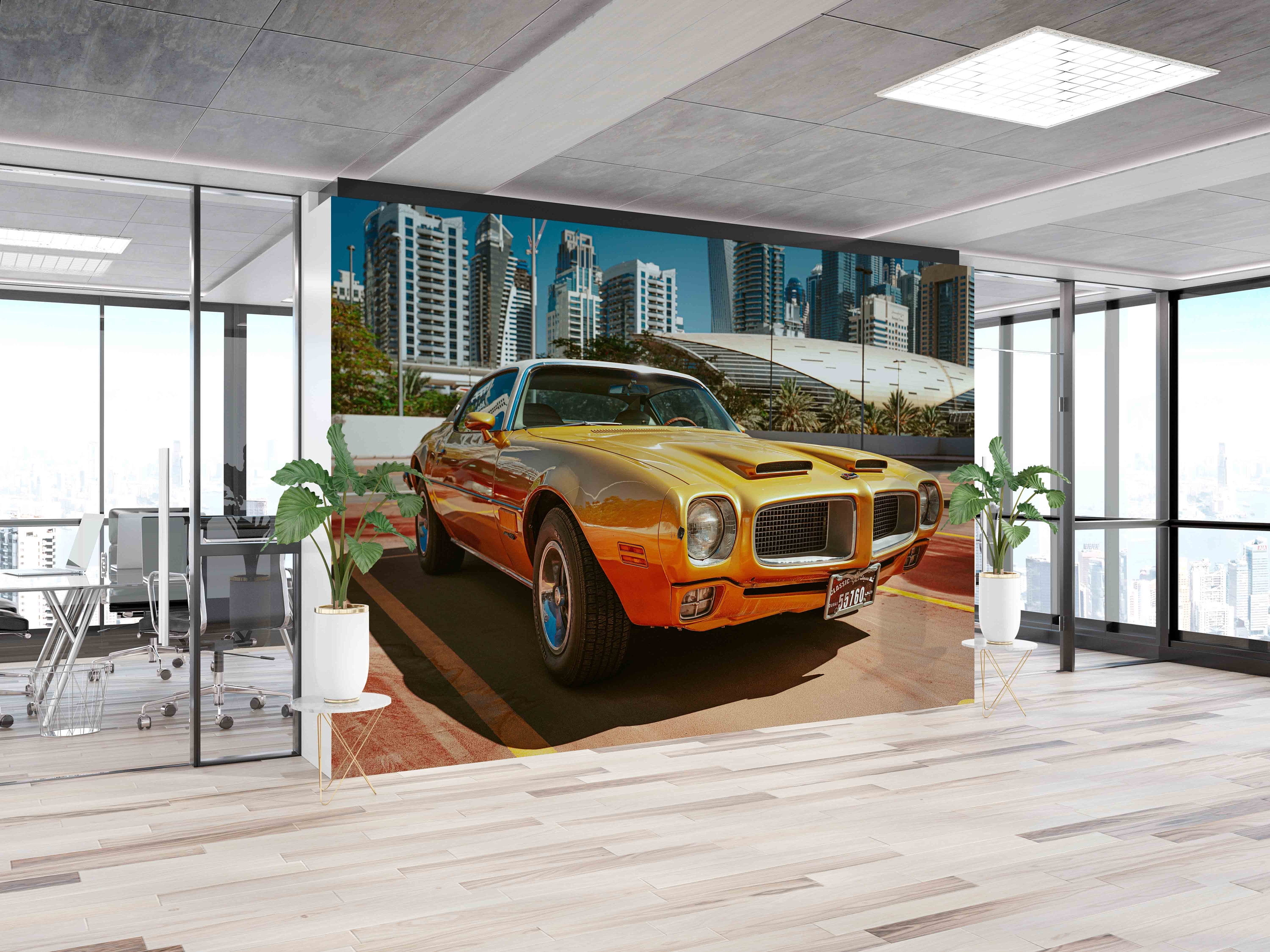 Bright Wallpaper, Wallpaper Wall Art, Modern Wallpaper, Yellow Car Wall ...