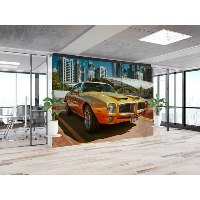 Bright Wallpaper, Wallpaper Wall Art, Modern Wallpaper, Yellow Car Wall ...