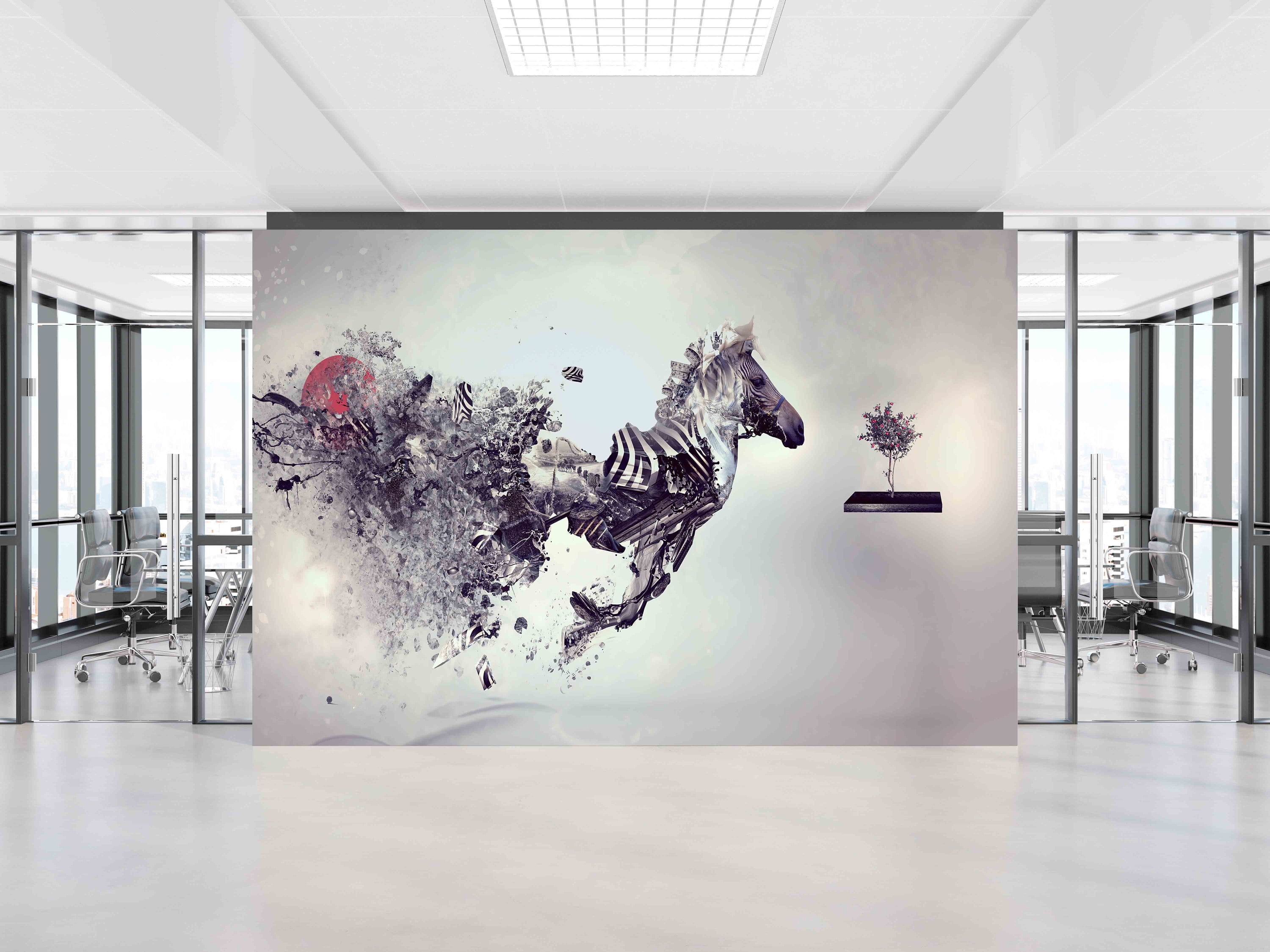Bright Wallpaper, Wallpaper Wall Art, Surrealist Wall Decor, Horse Wall ...