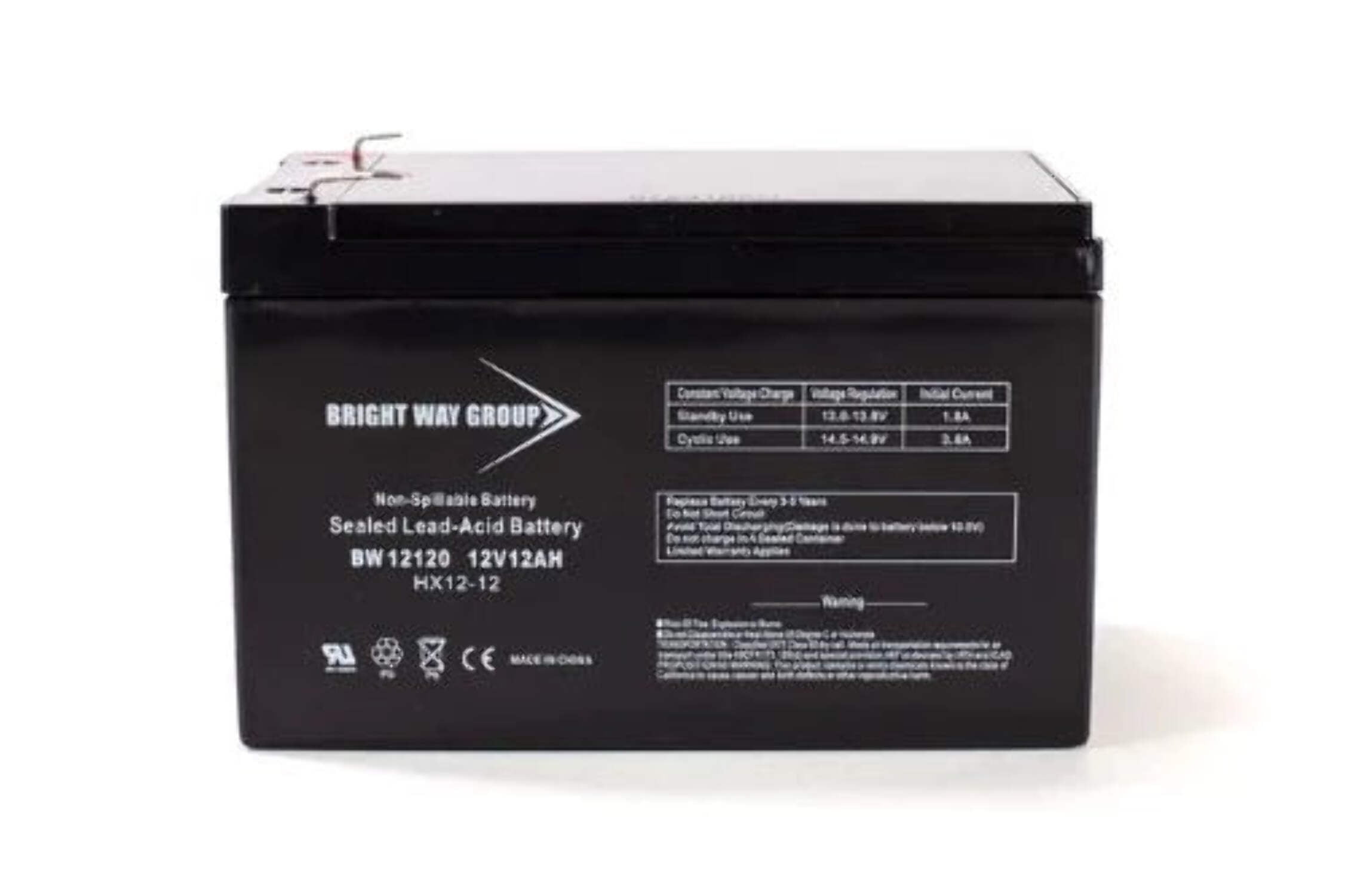 Bright Way BW12120-F1 12V 12Ah F1 Terminal AGM Rechargeable Battery ...