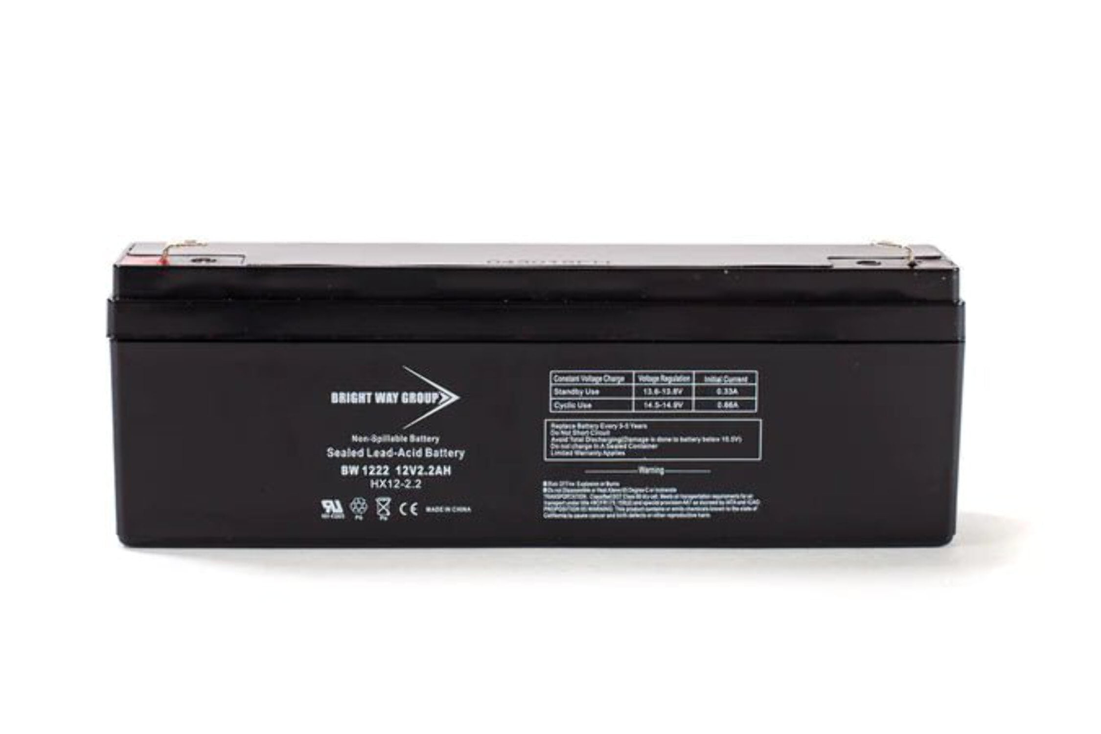 Bright Way BW1222 12V 2.2Ah F1 Terminal AGM Rechargeable Battery ...