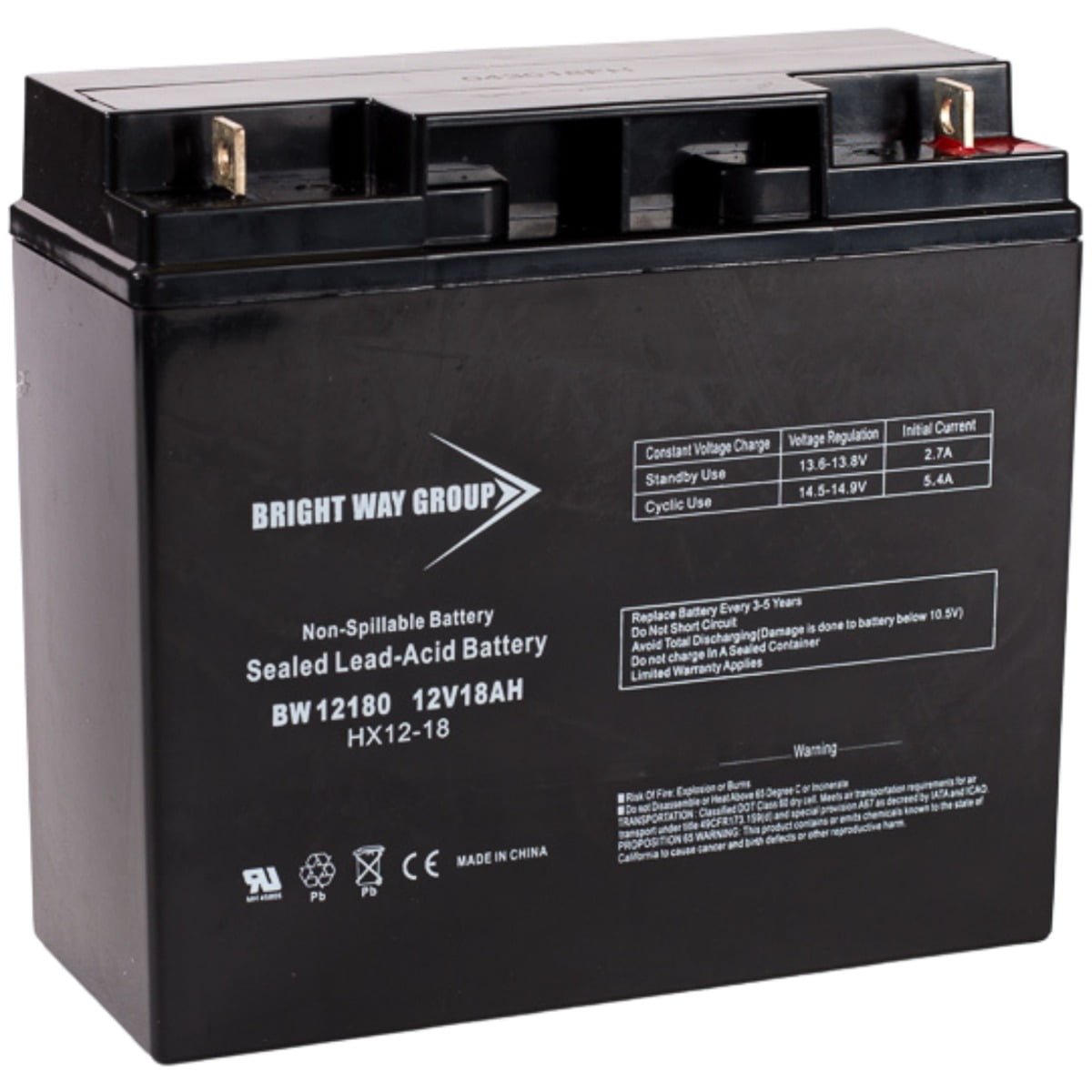 Bright Way Replacement Battery for Casil CA12180CYI 12V 18Ah NB Sealed ...