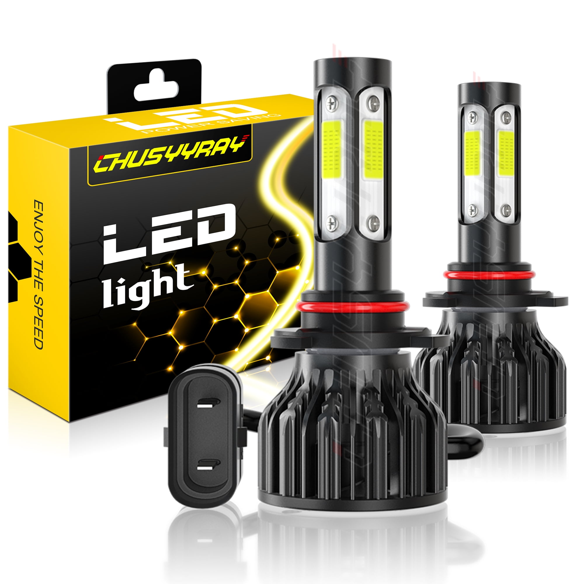 CHUSYYRAY Bright White LED Headlight Kit, 9012/HIR2 Bulbs, 8000LM 6000K ...